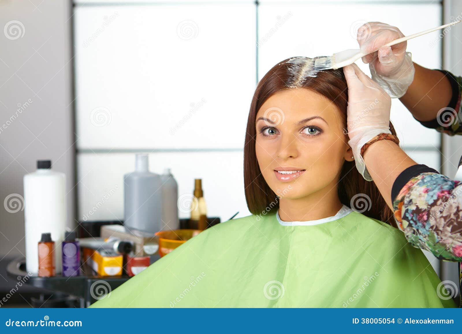 Hair Salon. Application of Cosmetics. Stock Photo - Image of hair ...