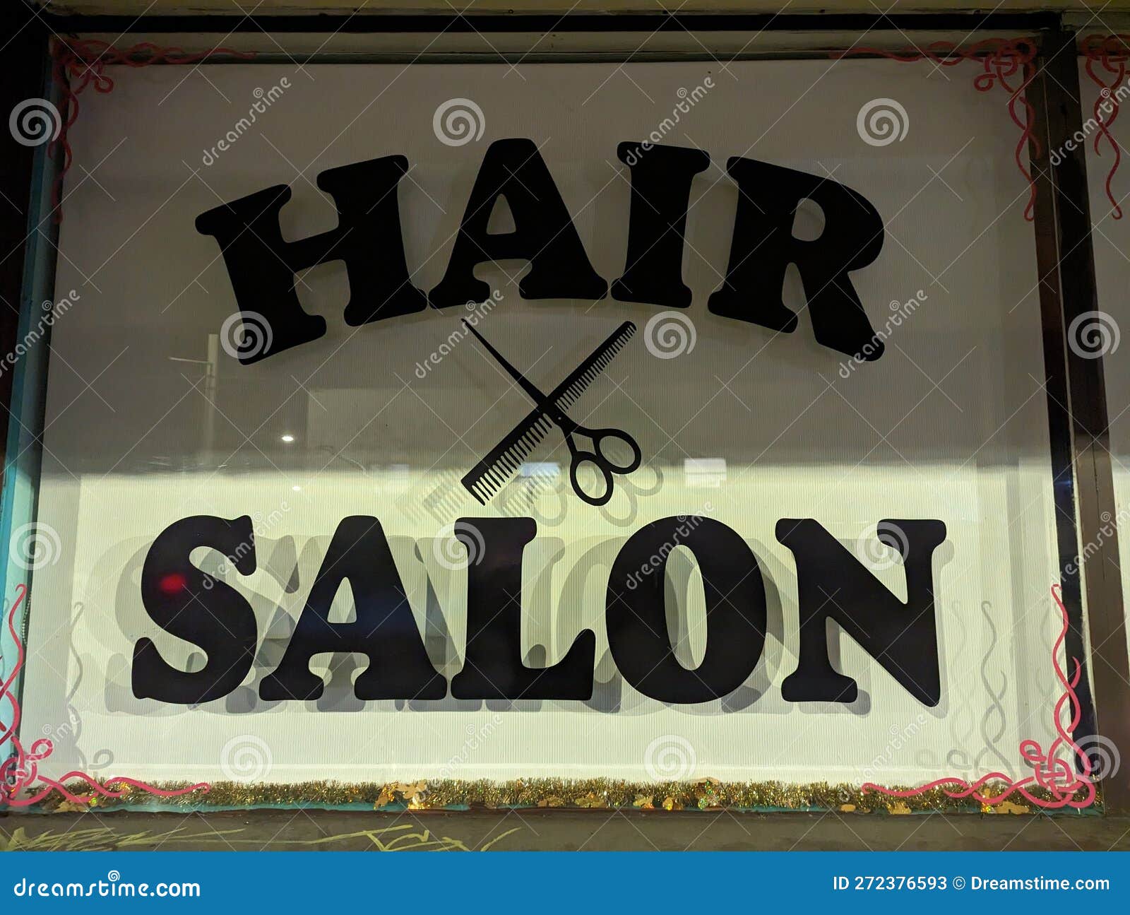 Hair Salon Sign with Scissors and Comb Stock Image - Image of comb ...