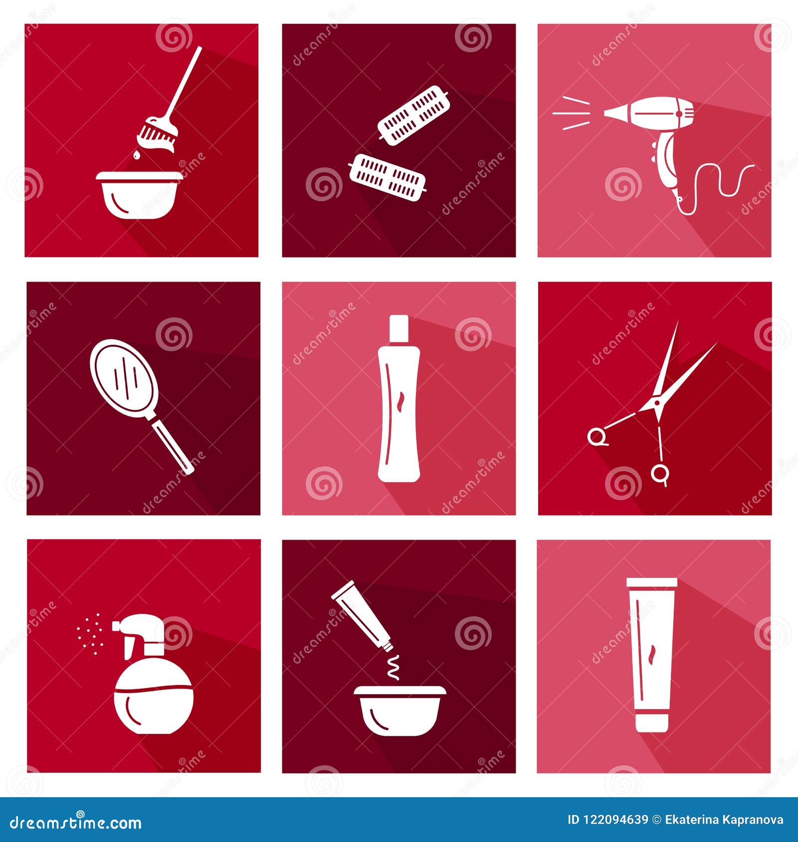 Hair Salon Tools. Flat Icons Co Ection Stock Vector - Illustration of ...