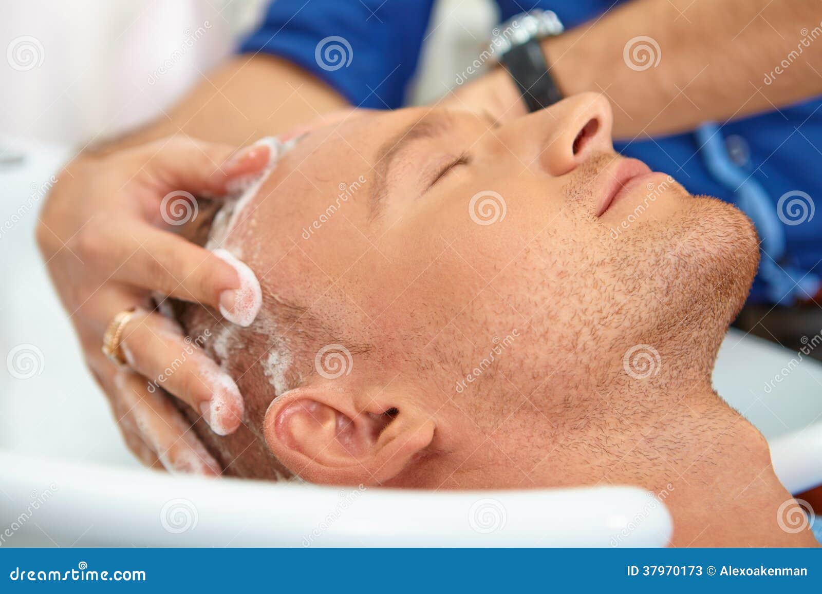 Hair Salon. Washing with Shampoo. Stock Image - Image of human, closeup ...