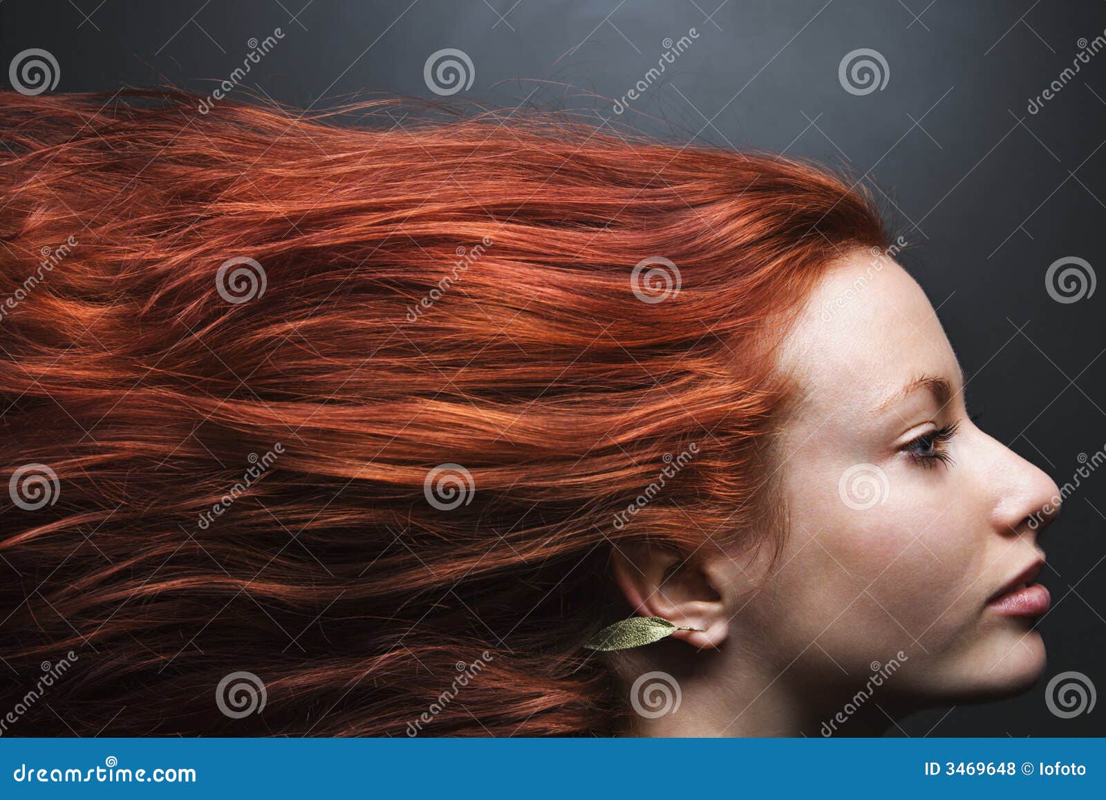 Hair Streaming Behind Woman. Stock Photo - Image of blowing, indoors ...