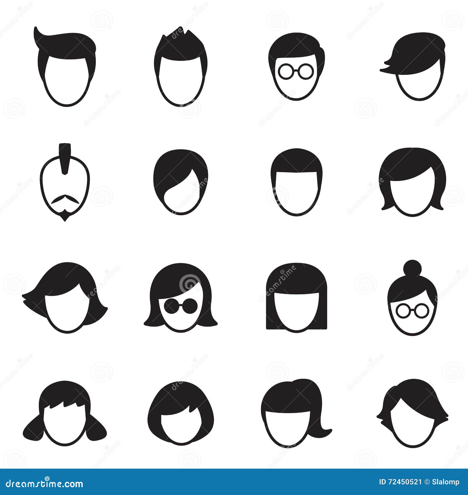 Hair style icons Set stock vector. Illustration of isolated - 72450521