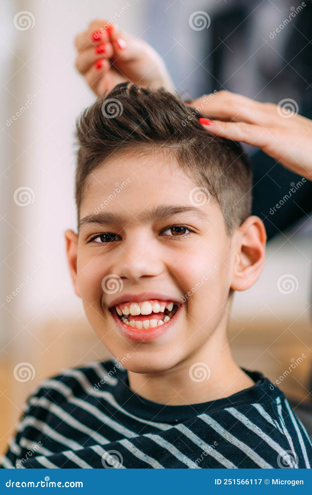 Hair Styling Boy in Salon stock image. Image of hairstylist - 251566117