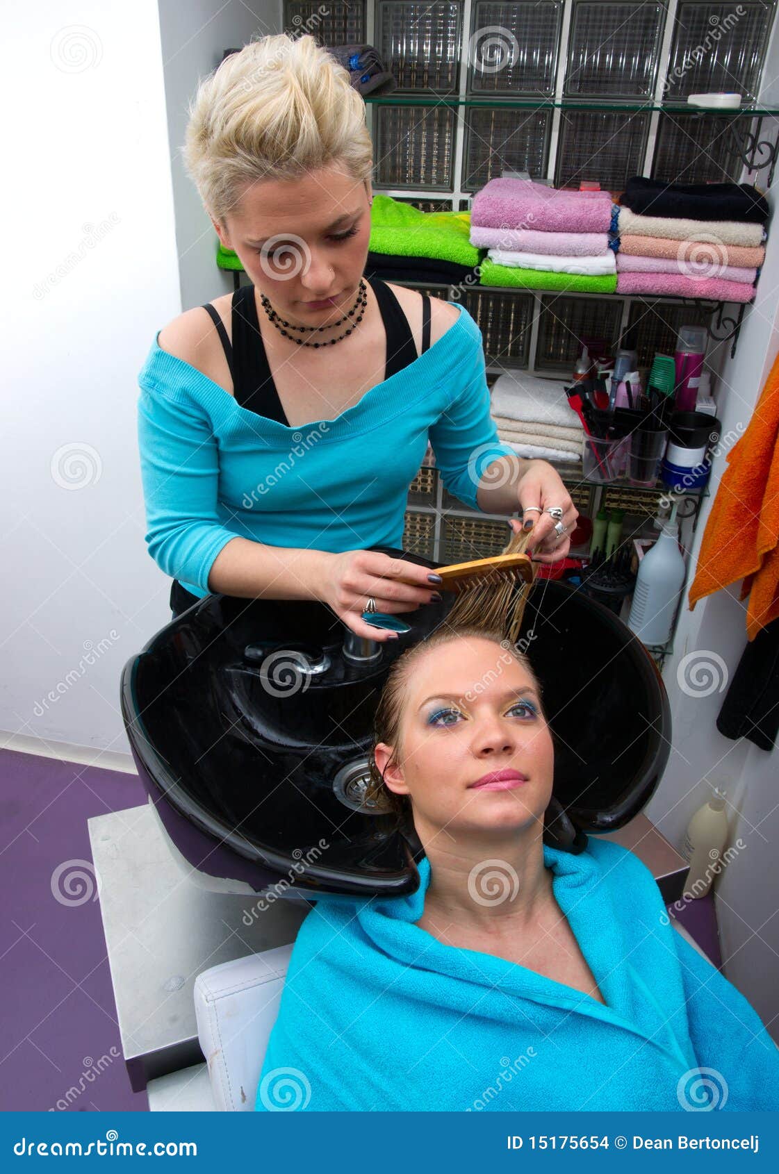 Hair stylist at work stock photo. Image of calm, makeup - 15175654