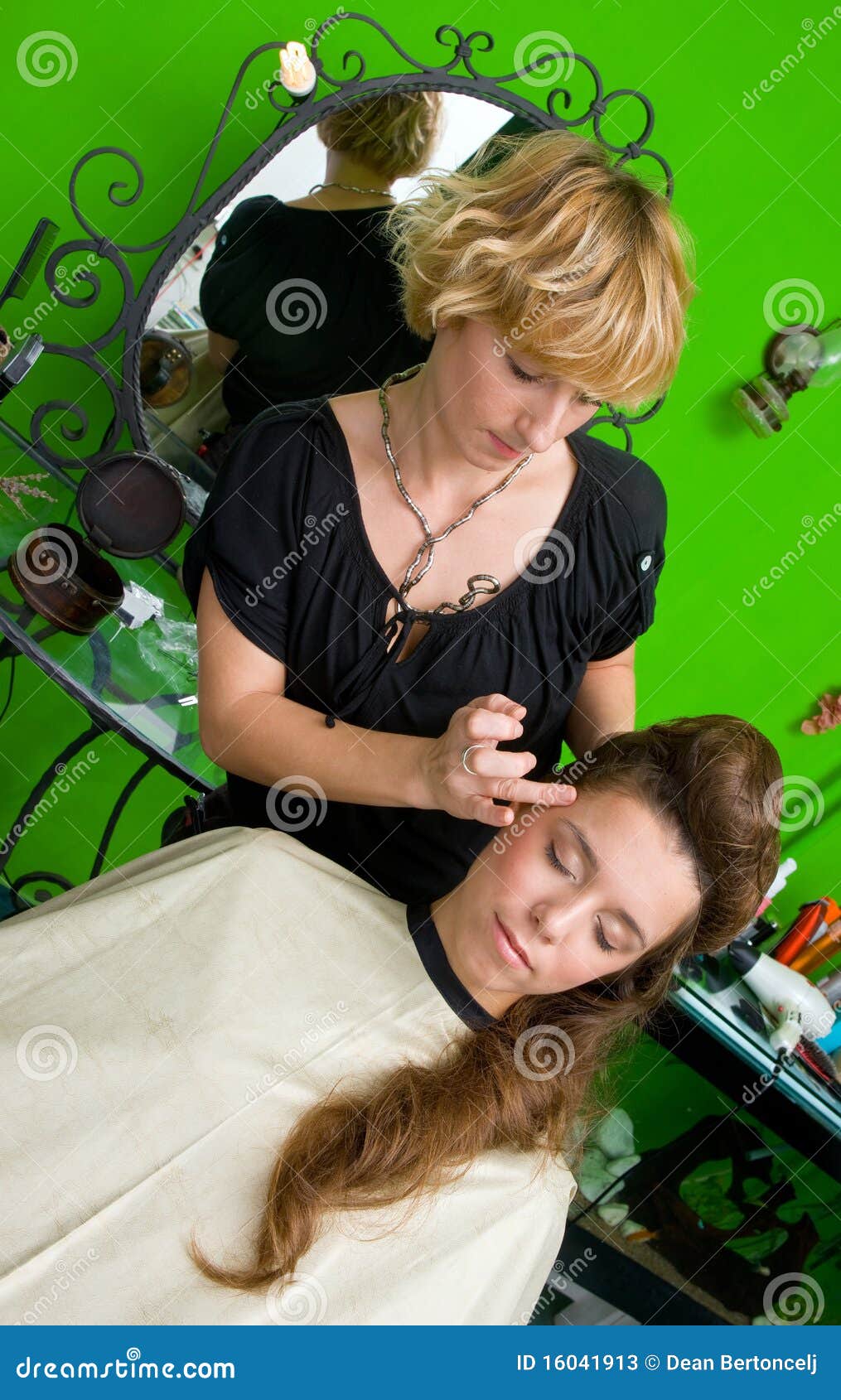 Hair stylist at work stock image. Image of mirror, woman - 16041913