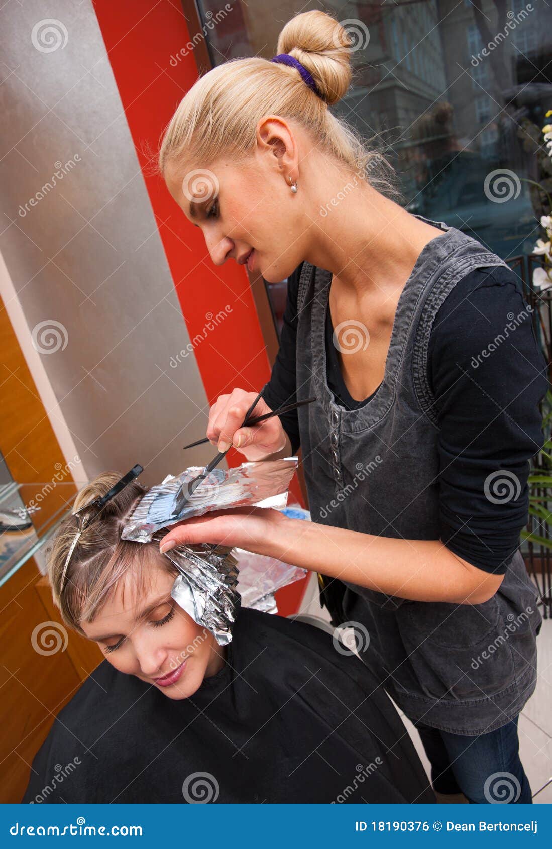 Hair stylist at work stock photo. Image of brush, haircut - 18190376