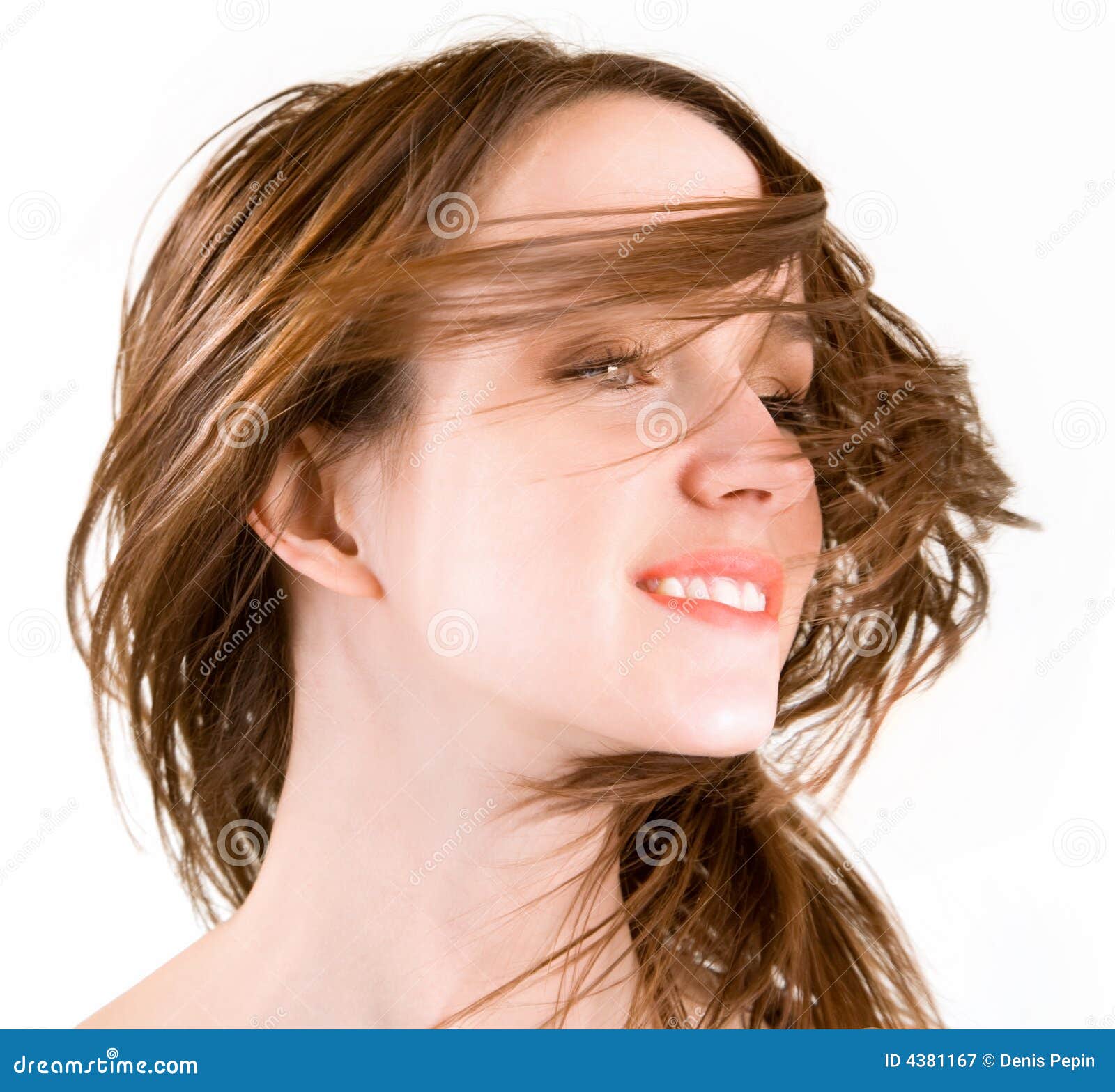 Hair in a Swirling Wind stock image. Image of pretty, brown - 4381167