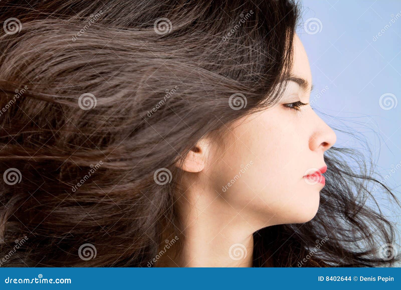Hair in a Swirling Wind stock photo. Image of person, close - 8402644