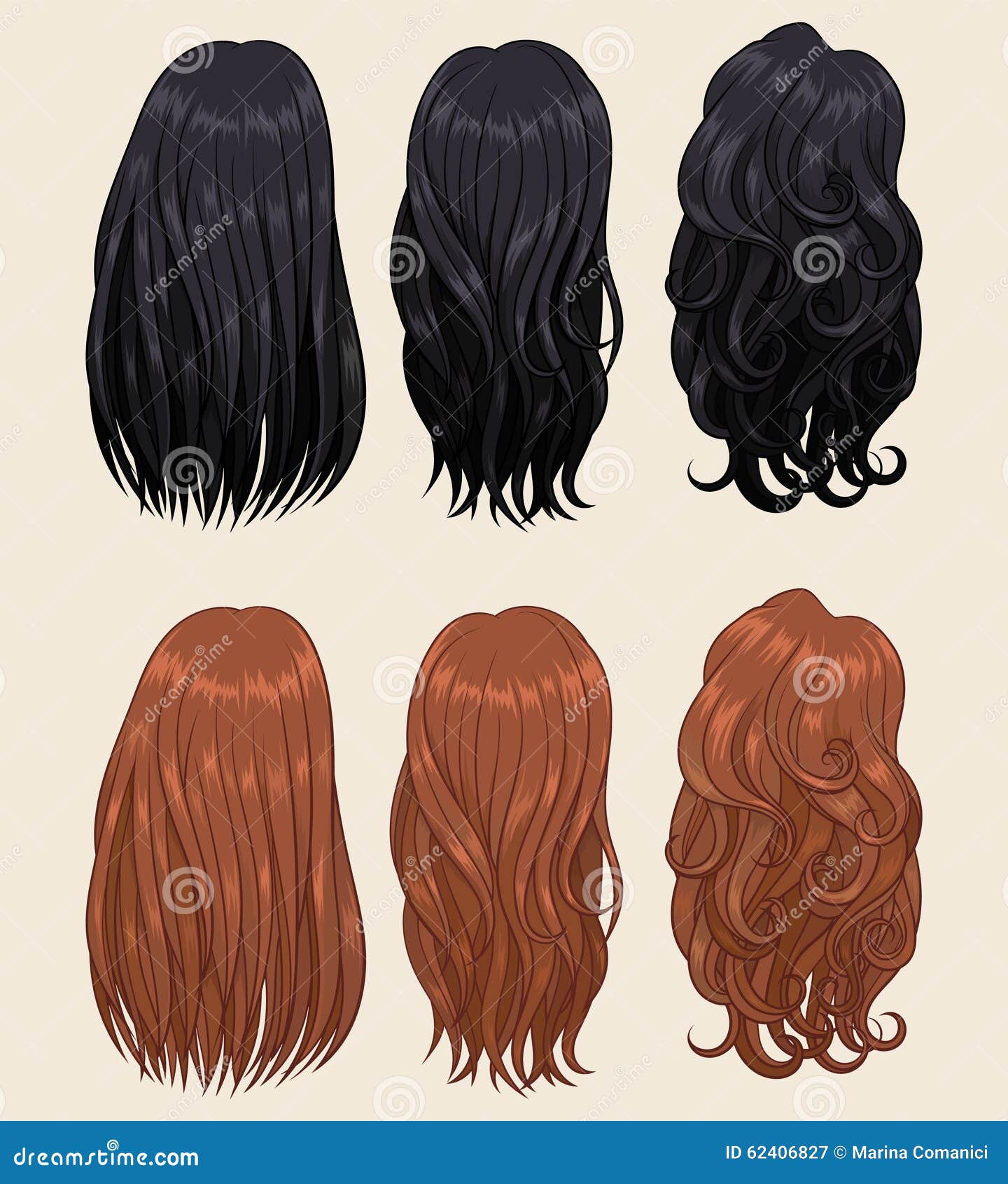 Hair types 2 stock vector. Illustration of brunet, beauty - 62406827