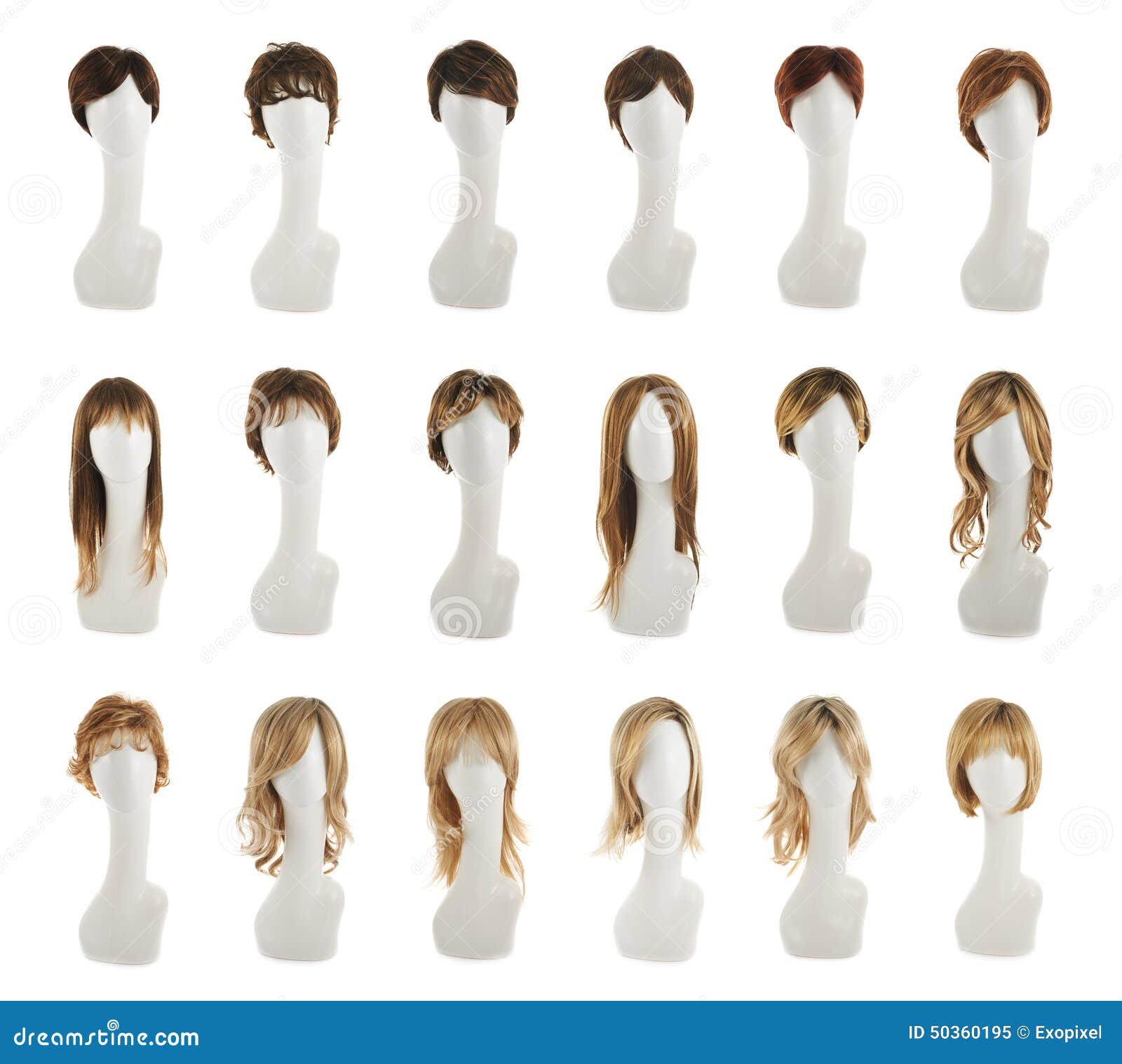 Hair Wig Over the Mannequin Head Set Stock Image - Image of artificial ...