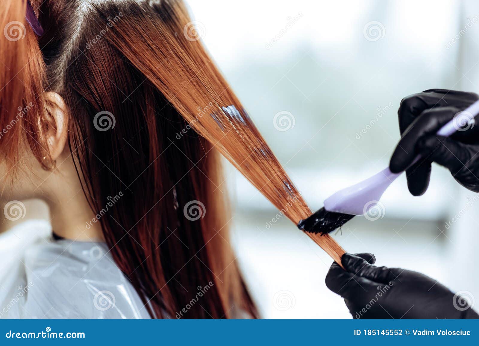 Hairdresser Applies A Hair Mask To The Woman In The Beauty Salon Botox