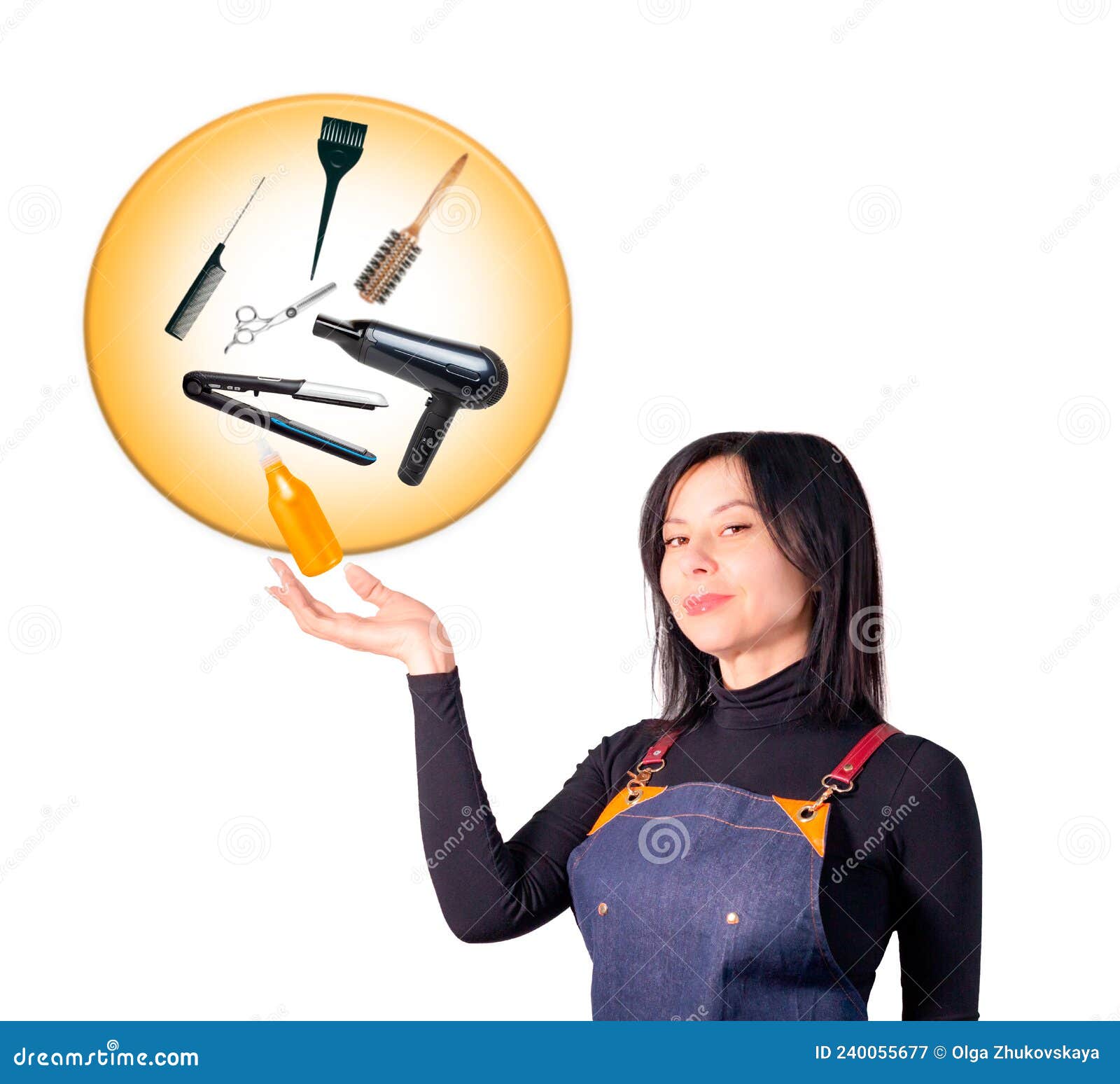 The Hairdresser Catches the Tools Levitating in the Air Stock Image ...