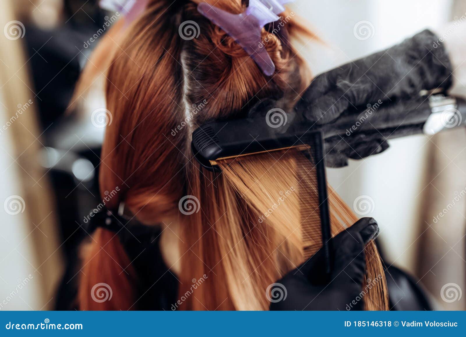 Procedure Of Keratin Hair Straightening And Restoration Saturation