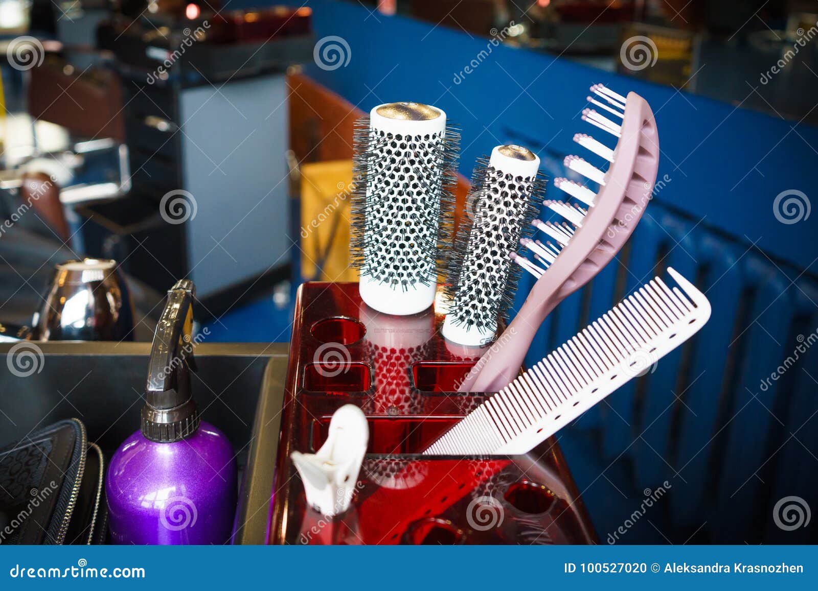 Hairdresser Set with Various Accessories in Box Stock Photo - Image of ...