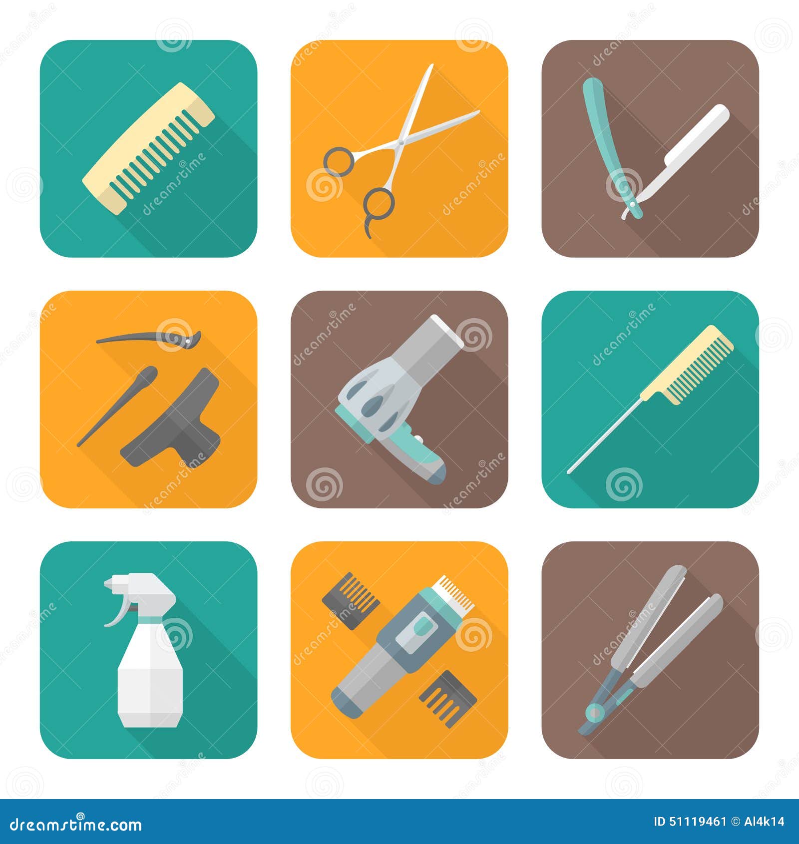 Hairdresser Tools Color Flat Style Icons Set Stock Vector ... Hairdresser Tools Color Flat Style Icons Set Stock Vector ...