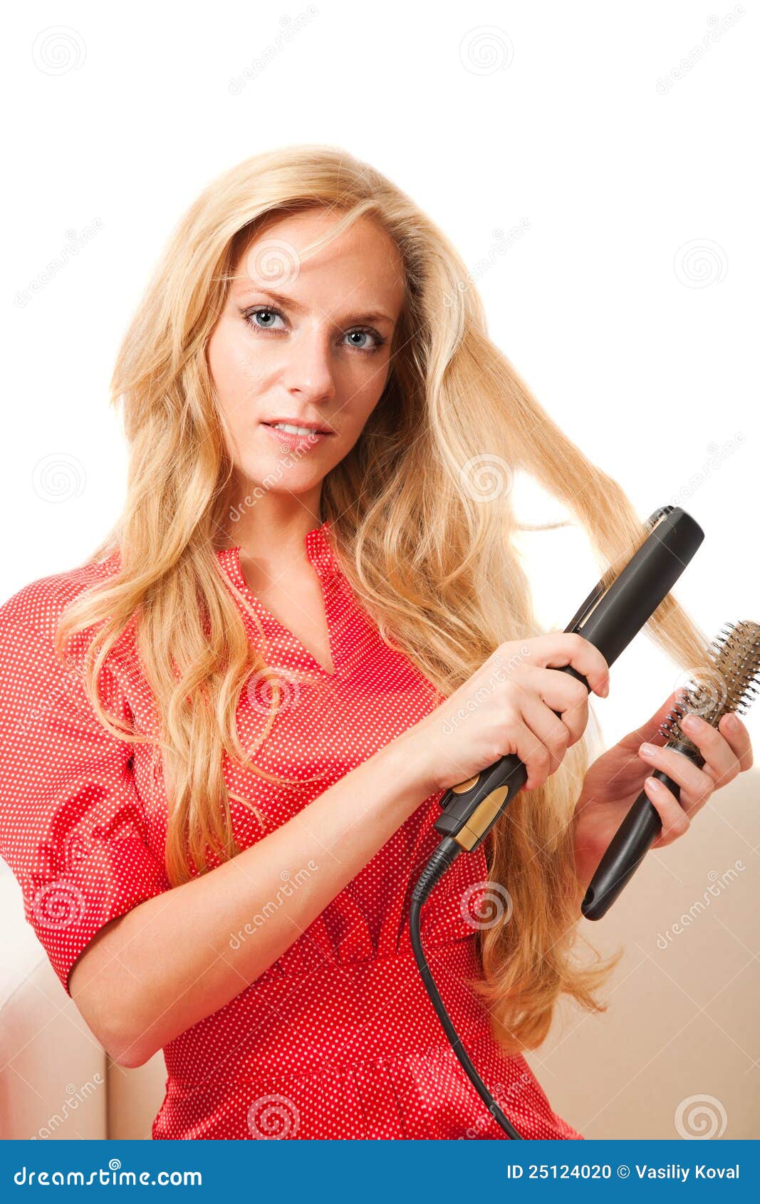 Hairdressing girl stock photo. Image of look, home, hairdryer - 25124020