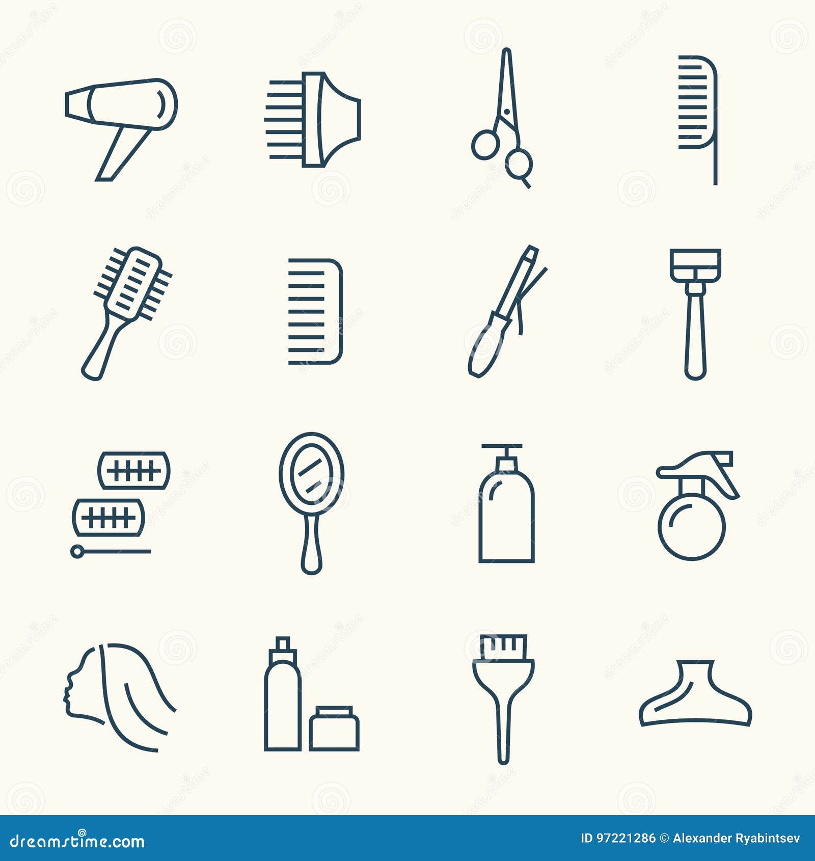 Hairdressing icons stock vector. Illustration of contour - 97221286