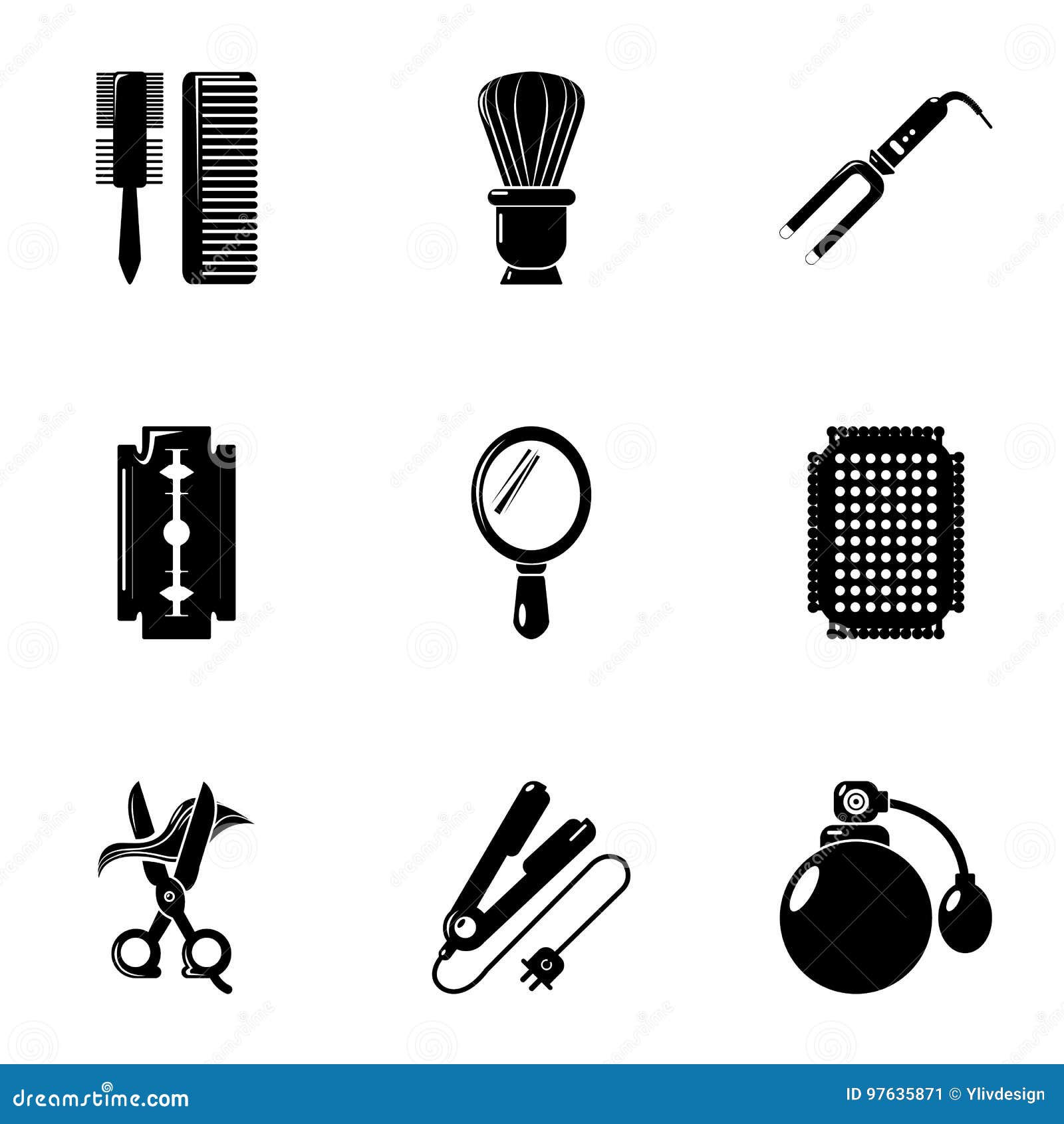 Hairdressing Icons Set, Simple Style Stock Vector - Illustration of ...