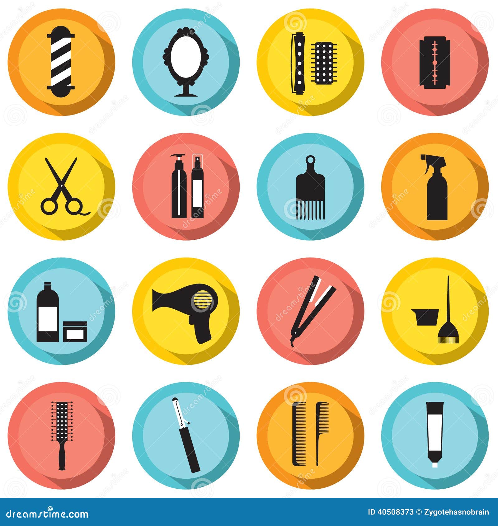 Hairdressing Icons Set stock vector. Illustration of barber - 40508373