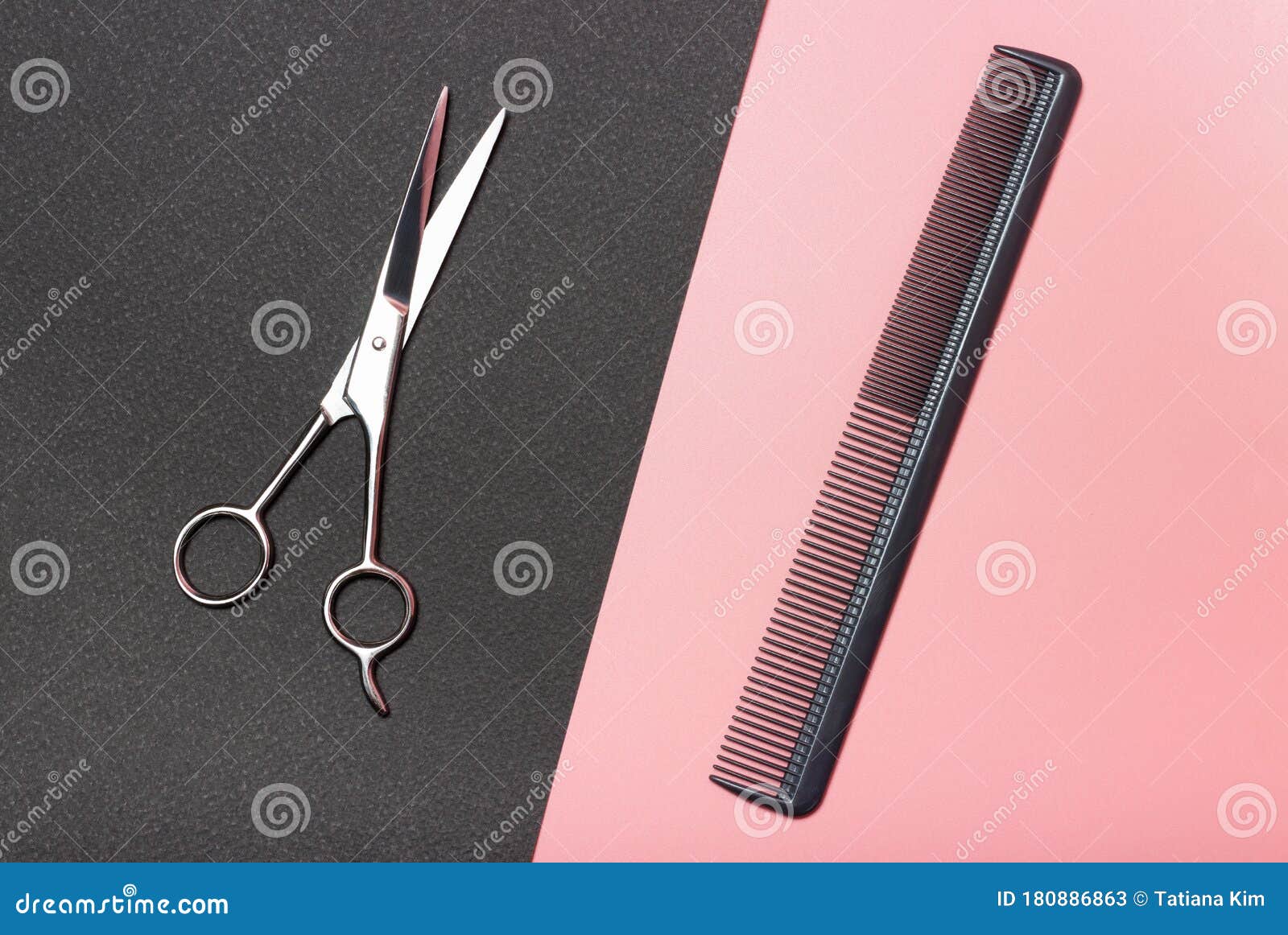 Pink Hair Scissors And Comb
