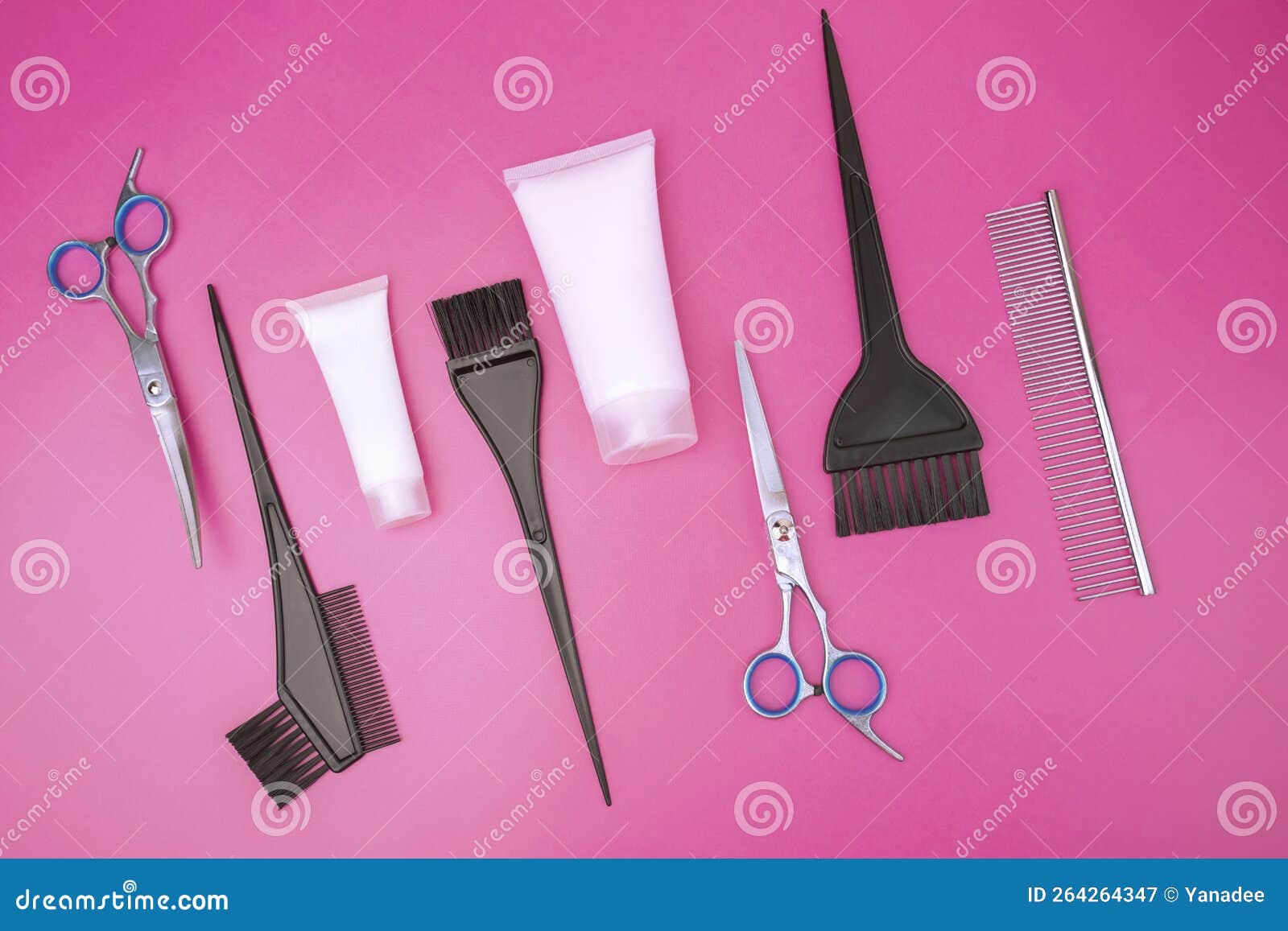 Hairdressing Tools, Brushes and Tubes for Coloring Hair, Hair Scissors ...