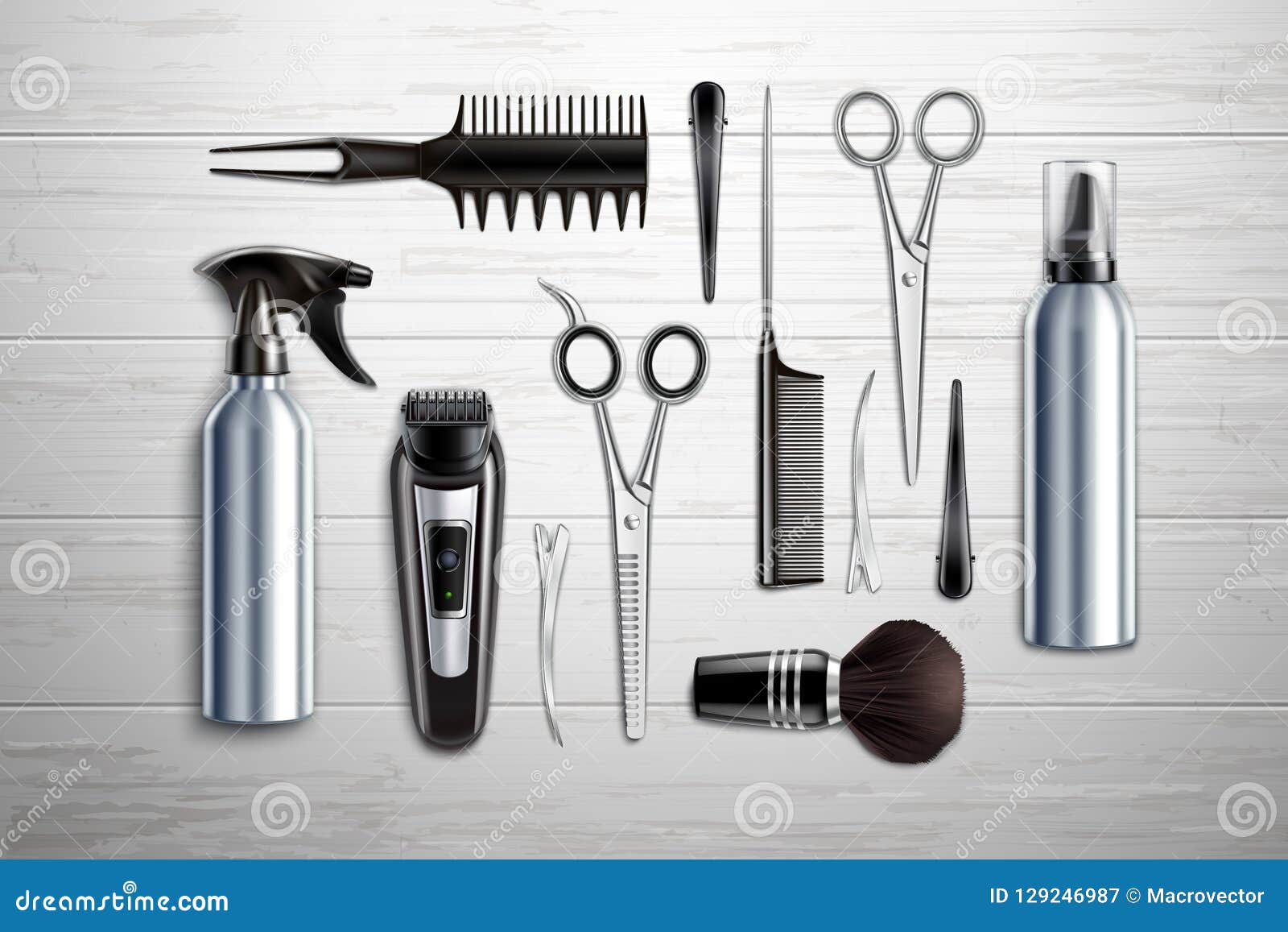 Hairdressing Tools Realistic Stock Vector - Illustration of barbershop ...