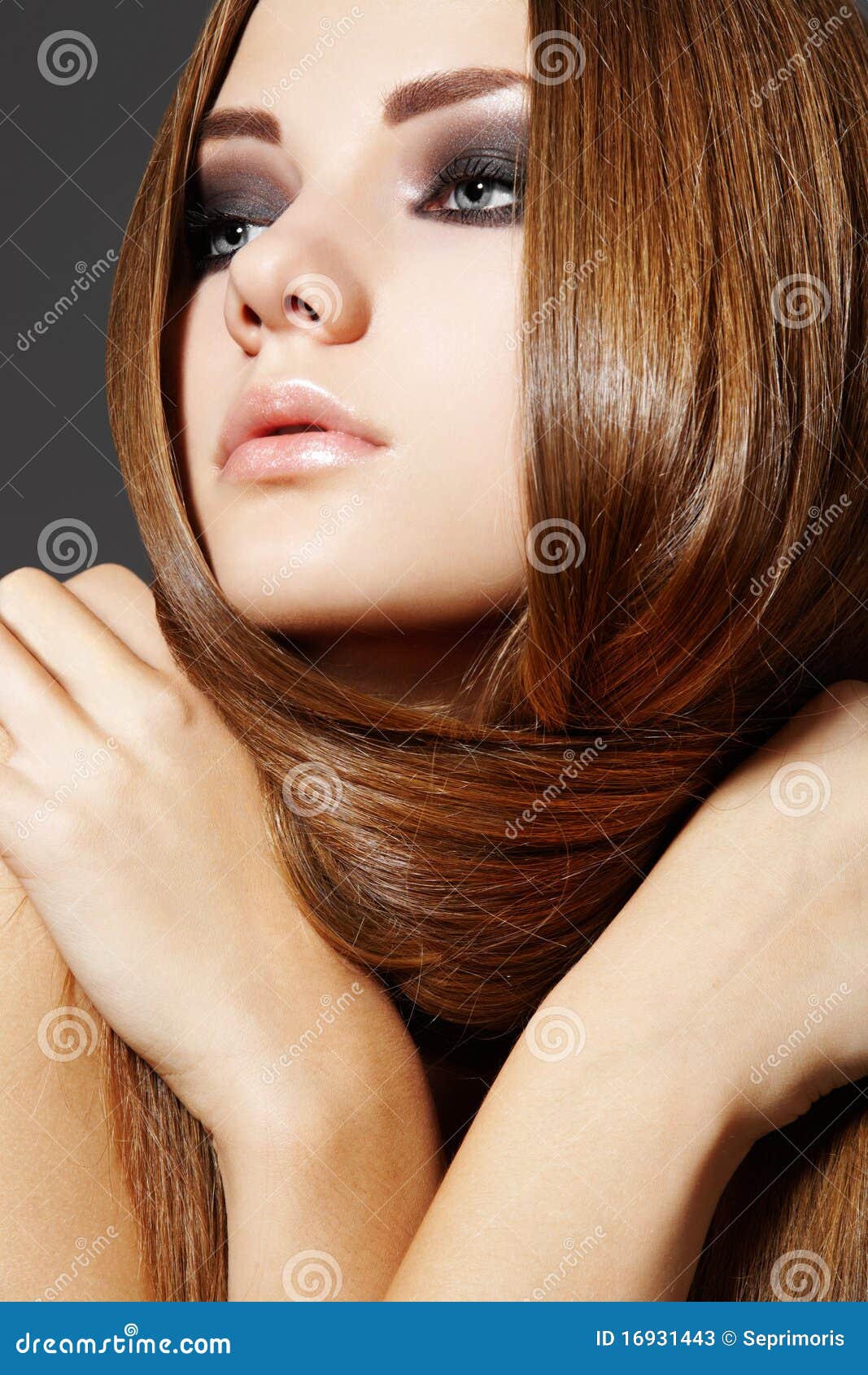 Hairstyle. Beautiful Model with Long Shiny Hair Stock Image - Image of ...