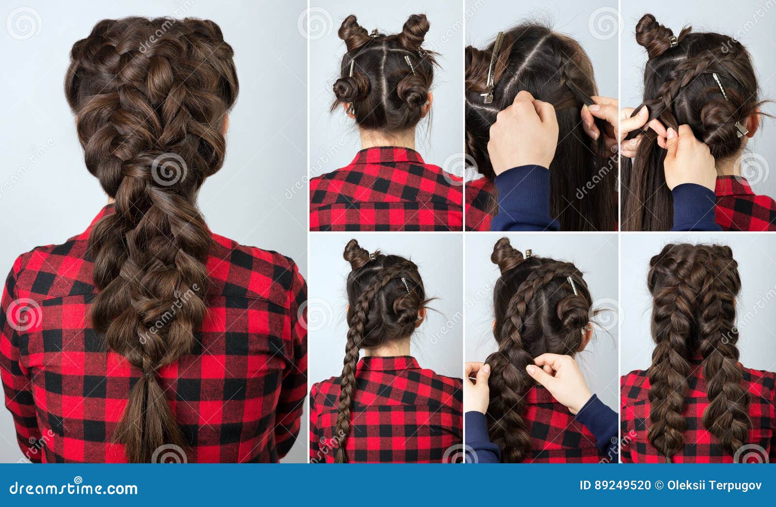 Hairstyle Braid For Long Hair Tutorial Royalty-Free Stock Photo ...
