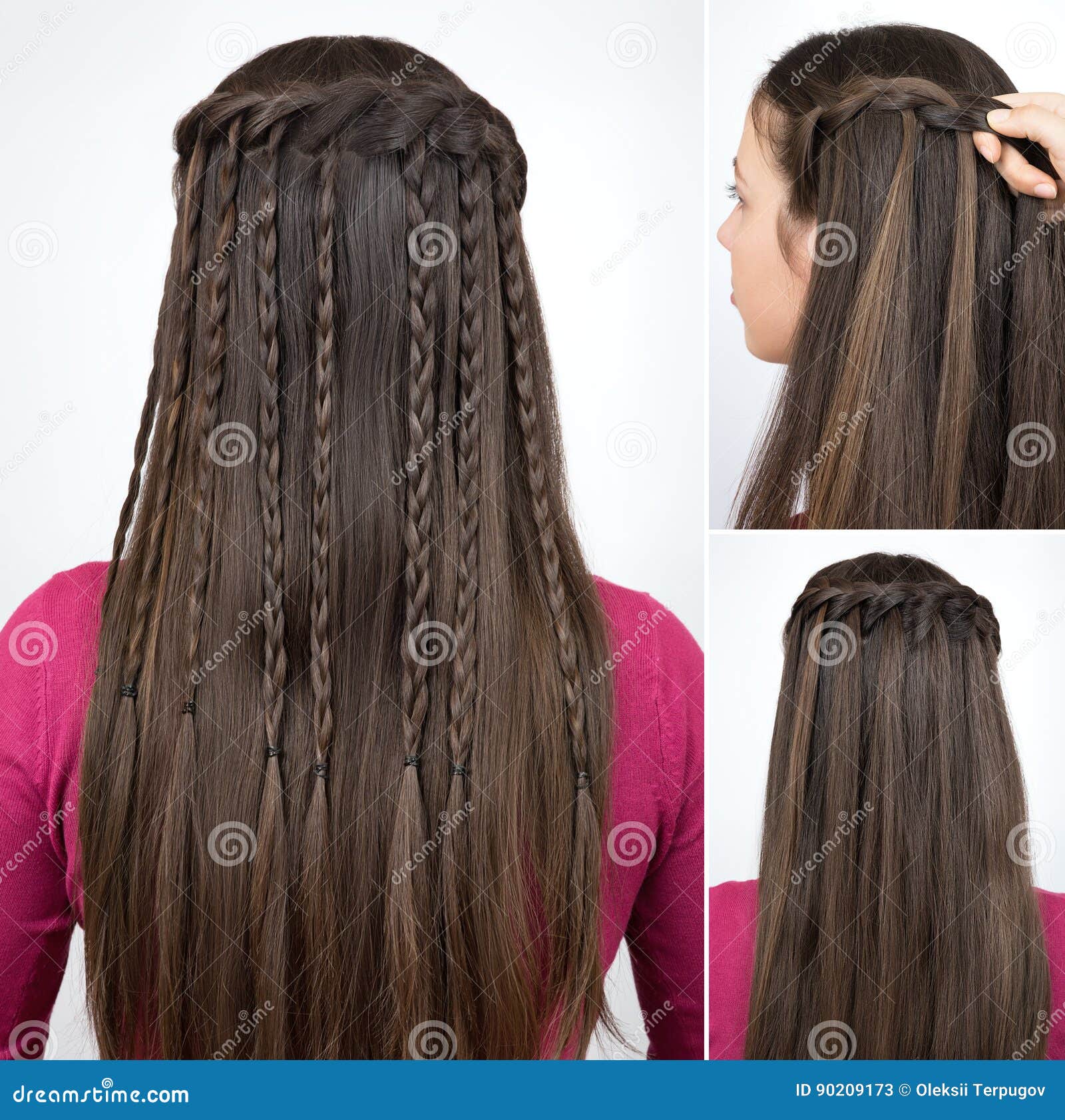 Hairstyle Braided Cascade Tutorial Stock Image - Image of cascade, easy ...