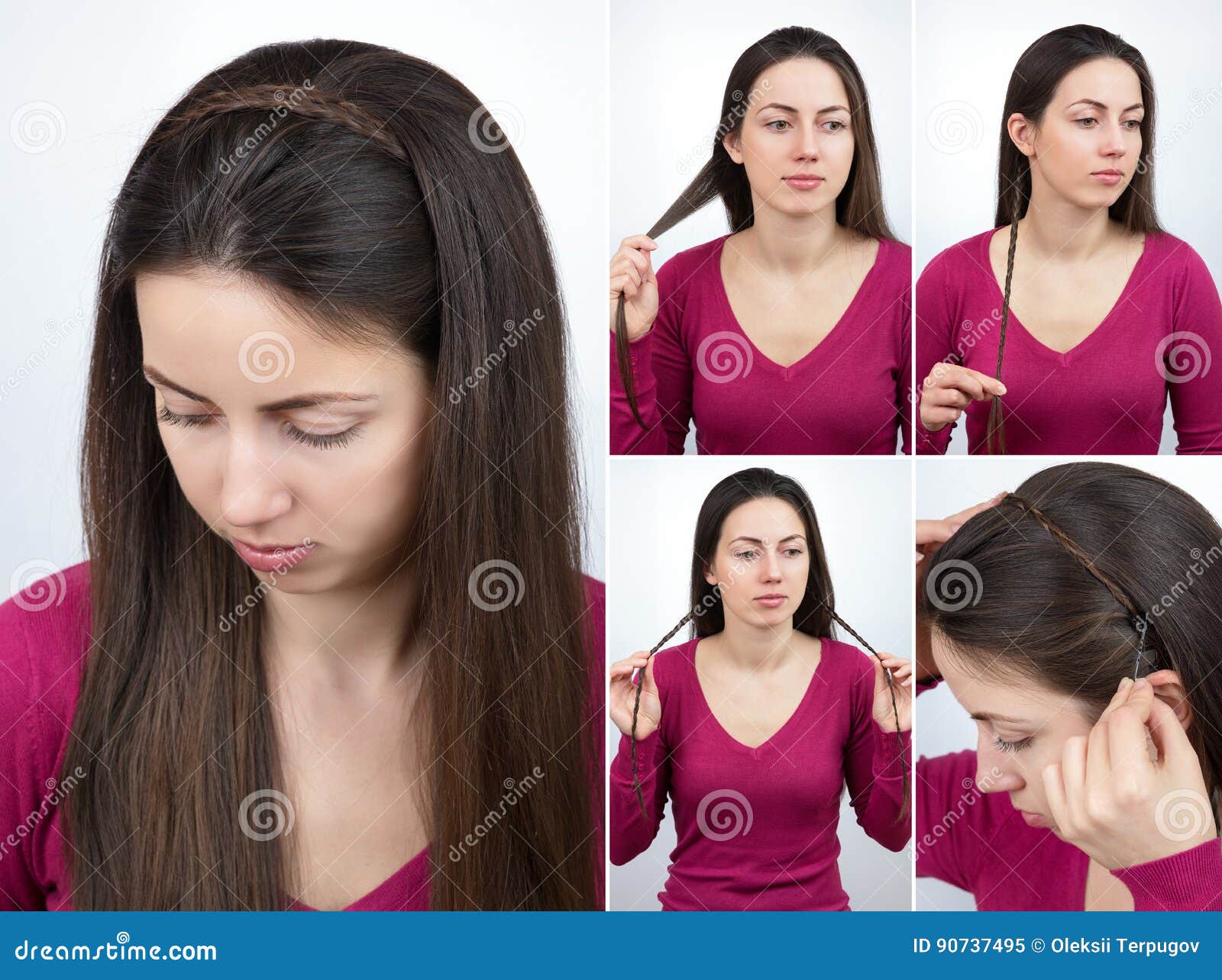 Hairstyle Braided Hoop Tutorial Stock Image - Image of style, plait ...