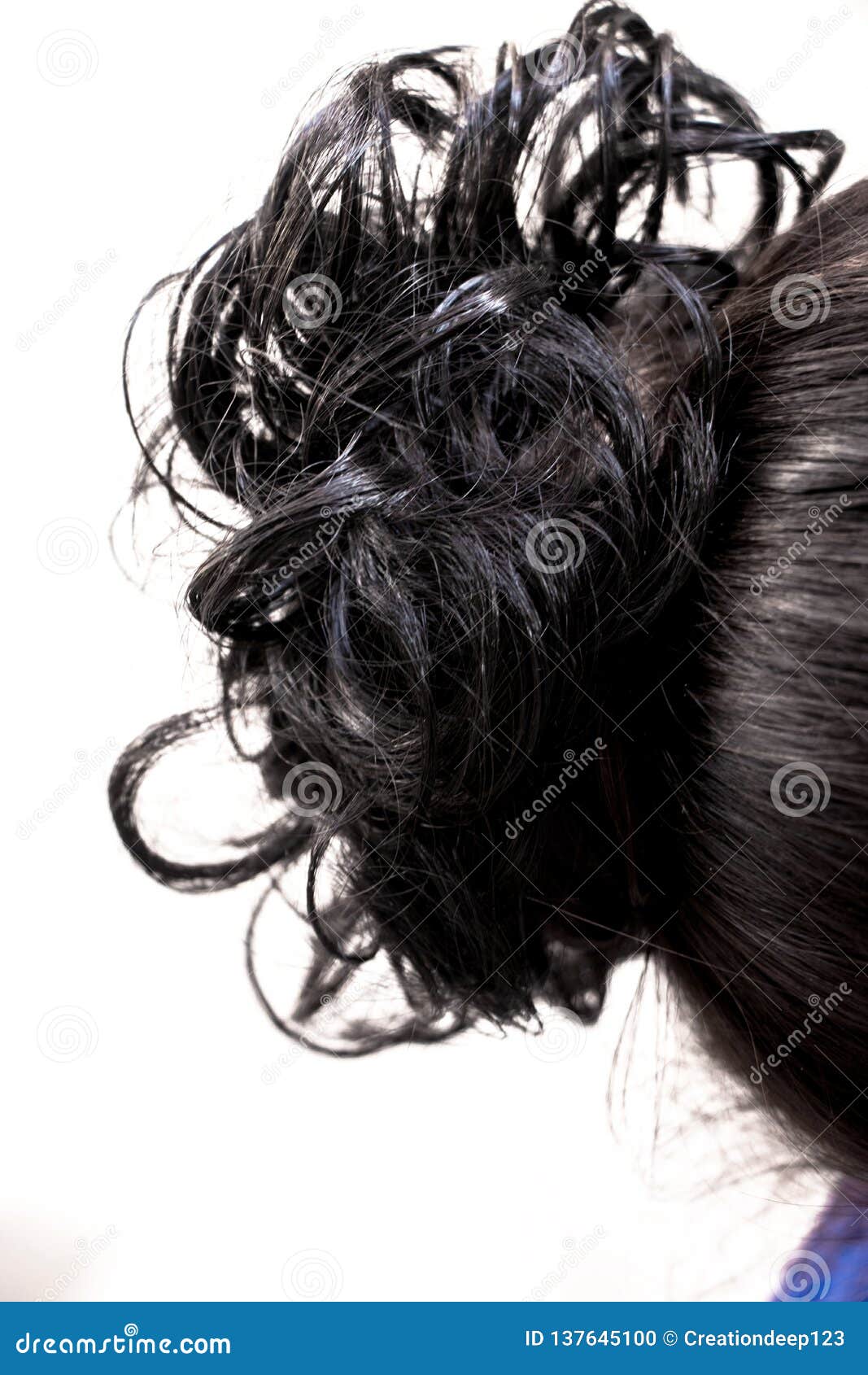 Hairstyle Bun on the Brunette on Stock Photo - Image of background ...