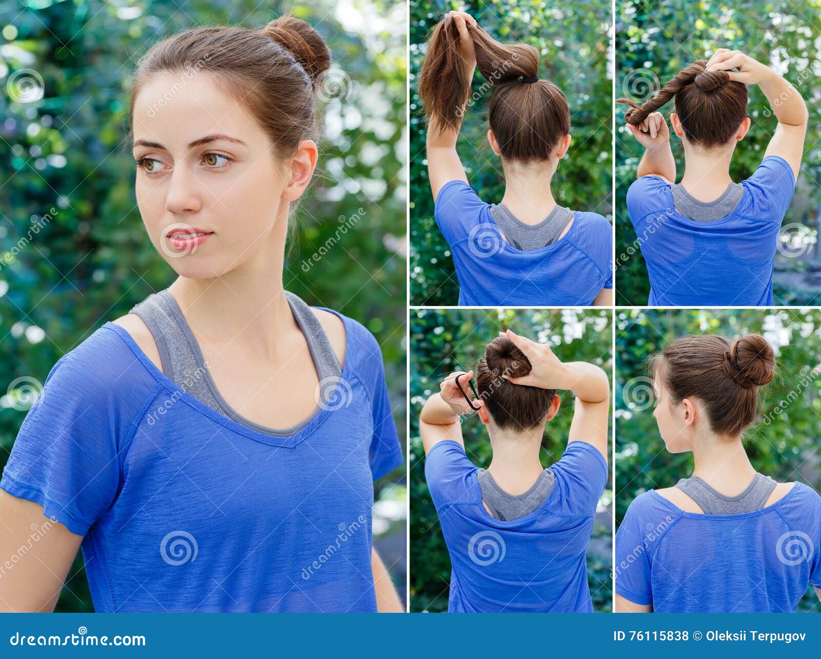 Hairstyle bun for sports stock photo. Image of fitness - 76115838