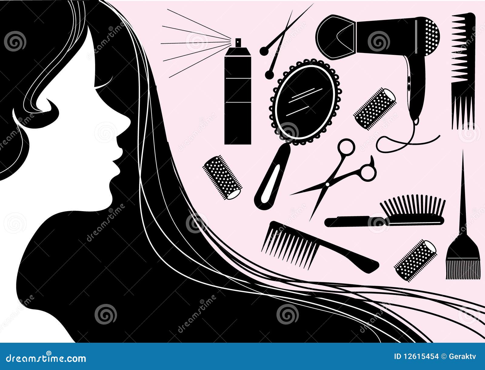 Hairstyle Elements for Salon with Face. Vector Silh Stock Vector ...