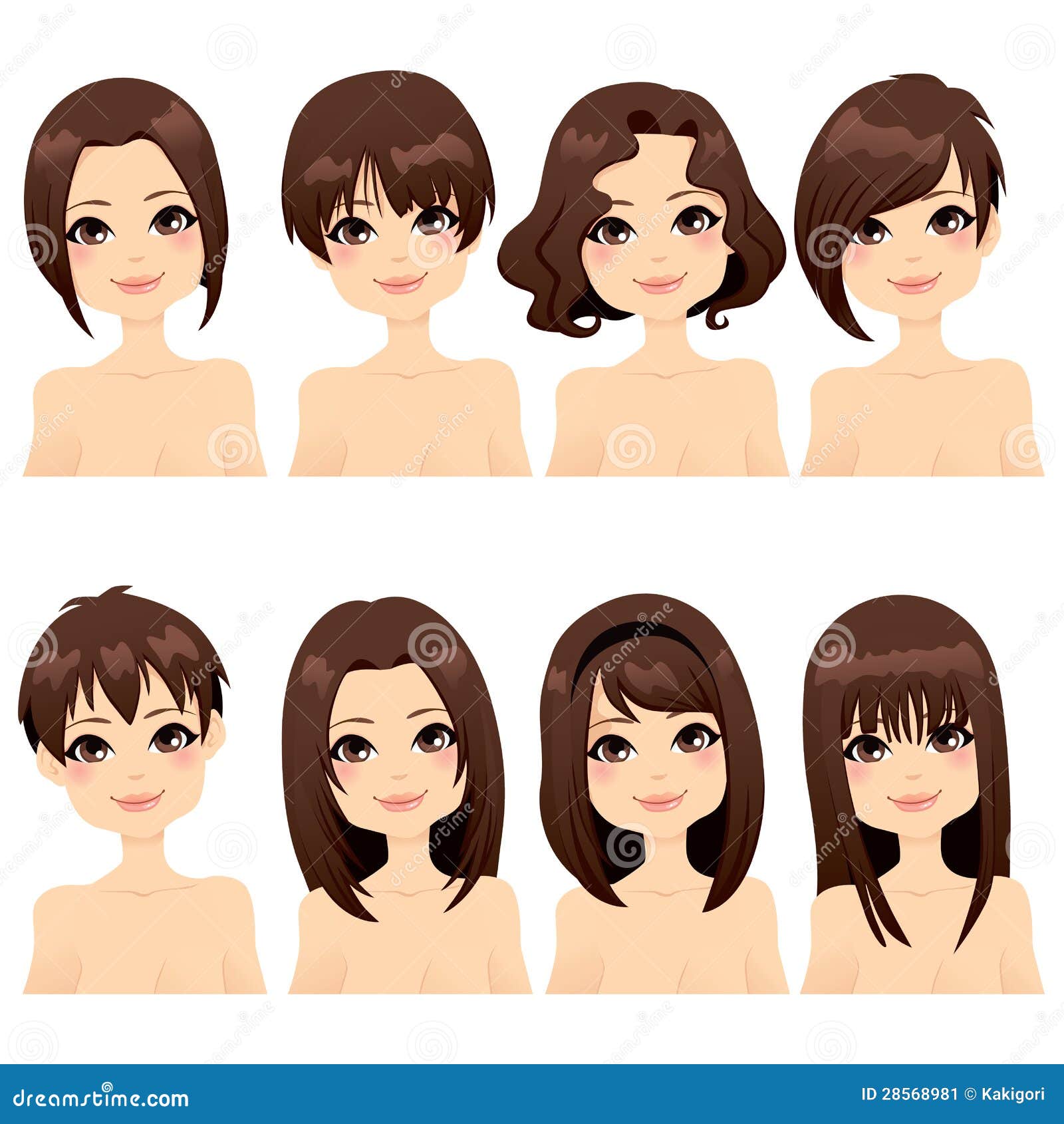 Hairstyle Fashion Collection Stock Vector - Illustration of hairstyle ...