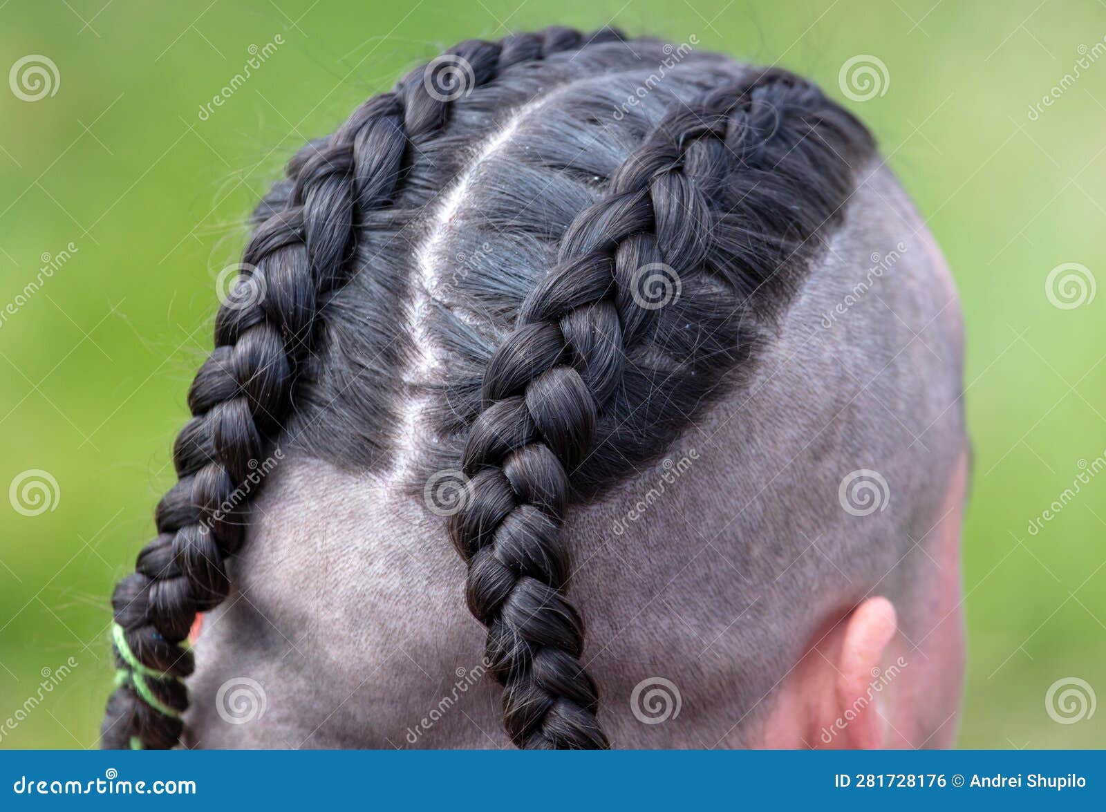 Hairstyle in the Form of Braids on the Head of a Man Stock Photo ...