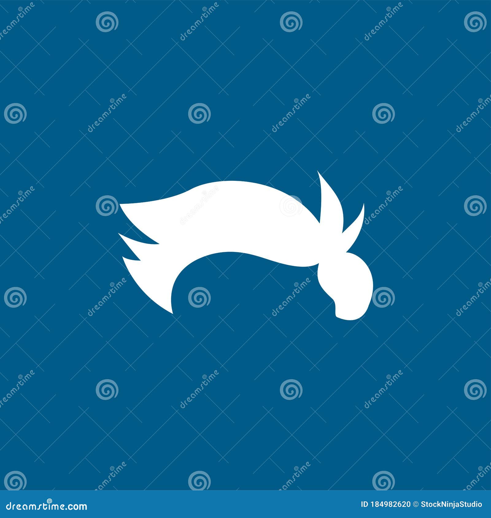 Hairstyle Icon on Blue Background. Blue Flat Style Vector Illustration ...
