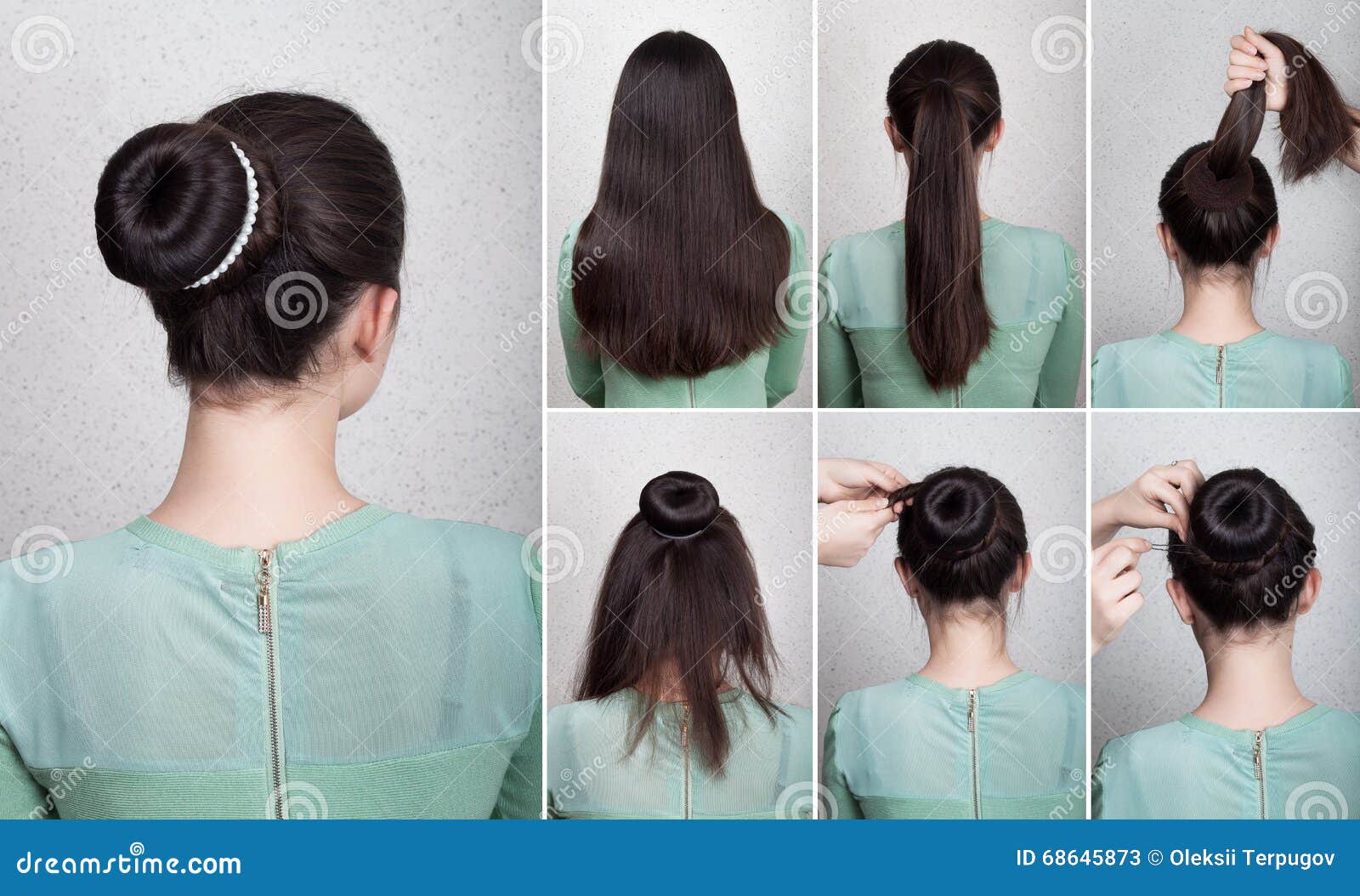 Hairstyle Tutorial Bun With Chignon Stock Photography | CartoonDealer ...