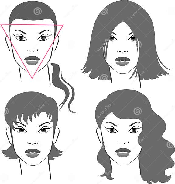 Hairstyles for Triangular Face Stock Vector - Illustration of help ...