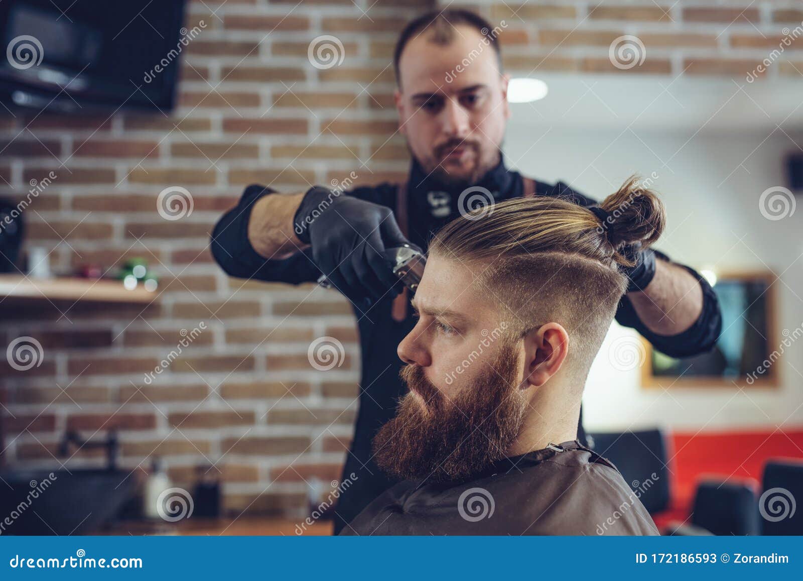 Hairstylist Cutting Hair of Male Customer at Barber Shop. Stock Image ... Hairstylist Cutting Hair of Male Customer at Barber Shop. Stock Image ...
