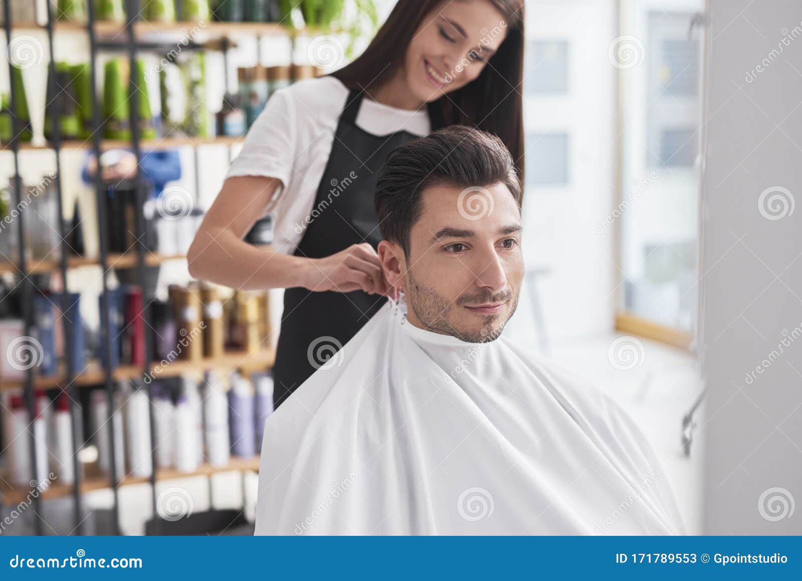 Hairstylist and Male Customer in Hair Salon Stock Image - Image of ... Hairstylist and Male Customer in Hair Salon Stock Image - Image of ...