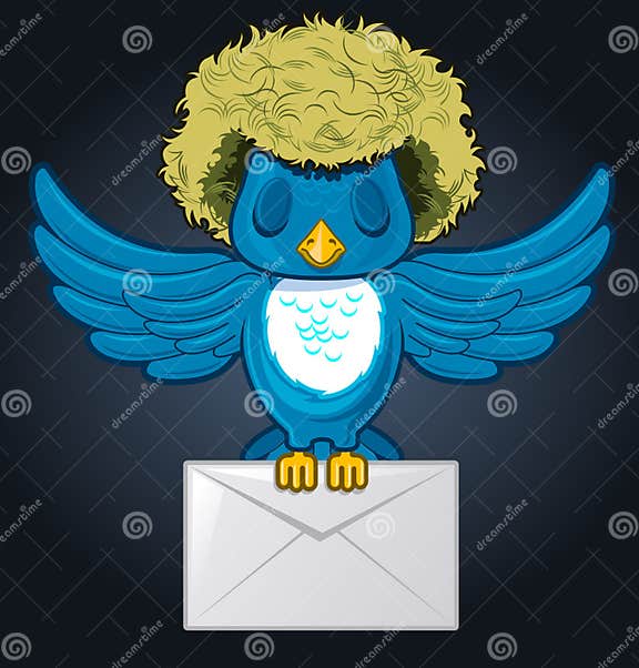 Hairy Bird with Envelope Mail Stock Illustration - Illustration of bird ...