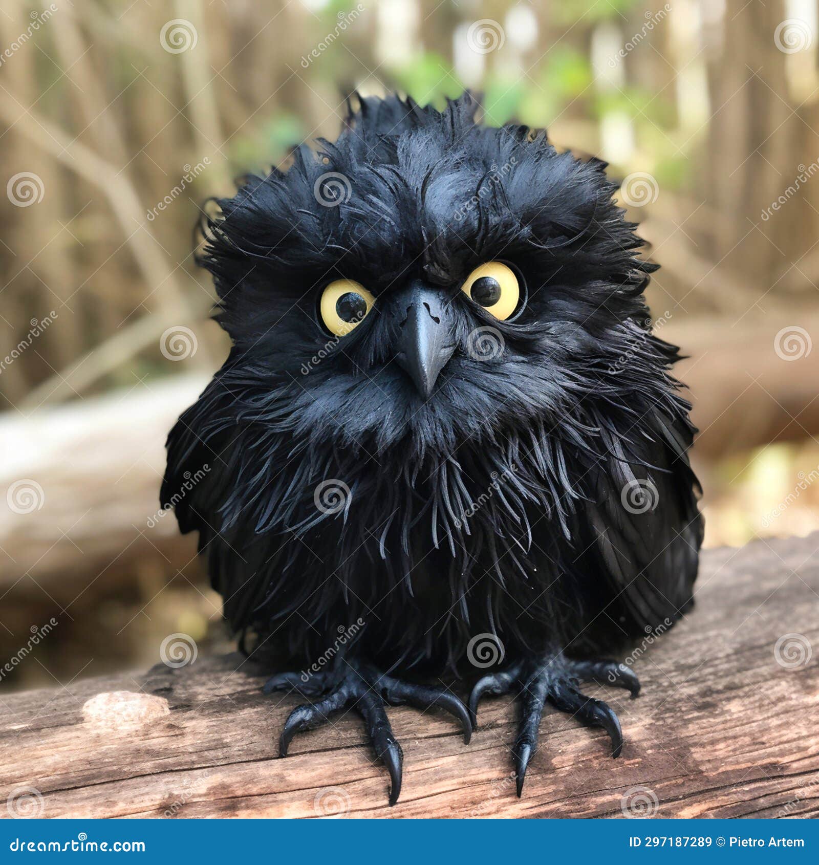 Hairy Drill Owl Vantablack Muppet with Huge Eyes Stock Image - Image of ...
