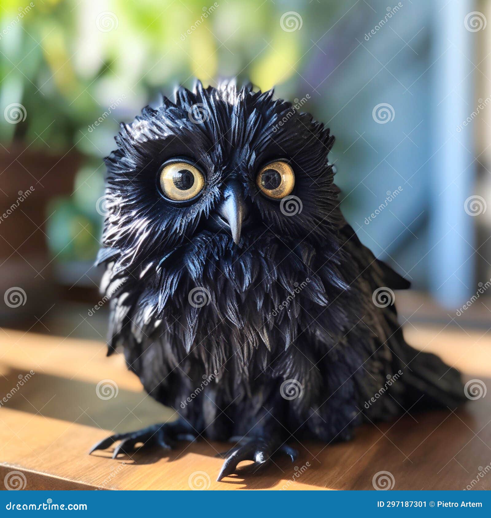 Hairy Drill Owl Vantablack Muppet with Huge Eyes Stock Image - Image of ...