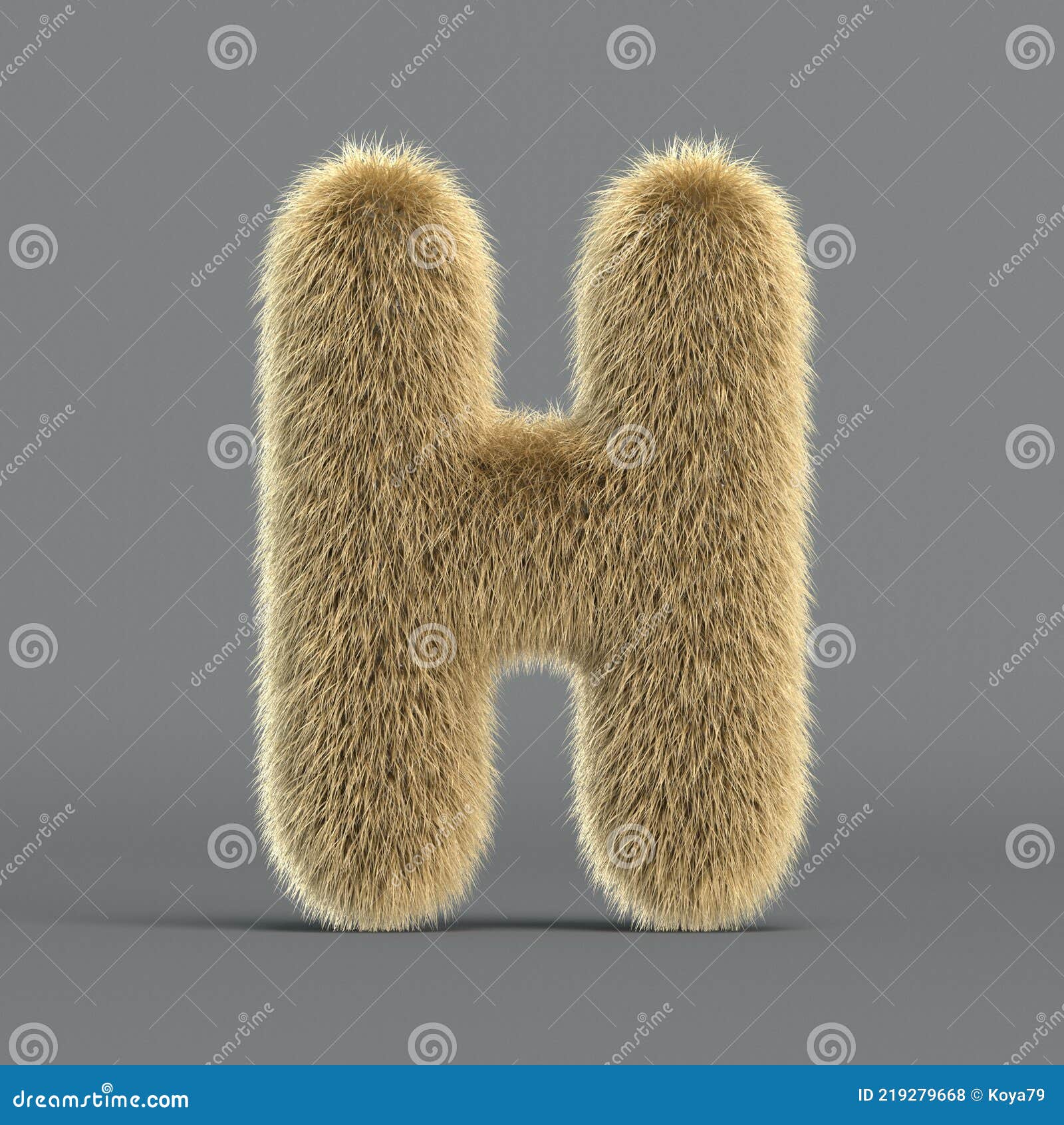 Hairy Font Furry Alphabet 3d Rendering Letter H Stock Illustration