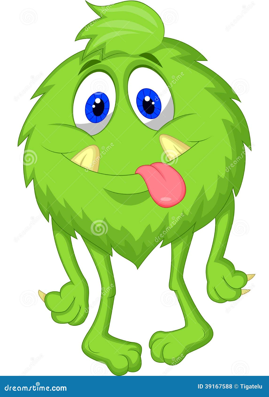 Hairy Green Monster Cartoon Stock Vector - Illustration of claws, funny ...