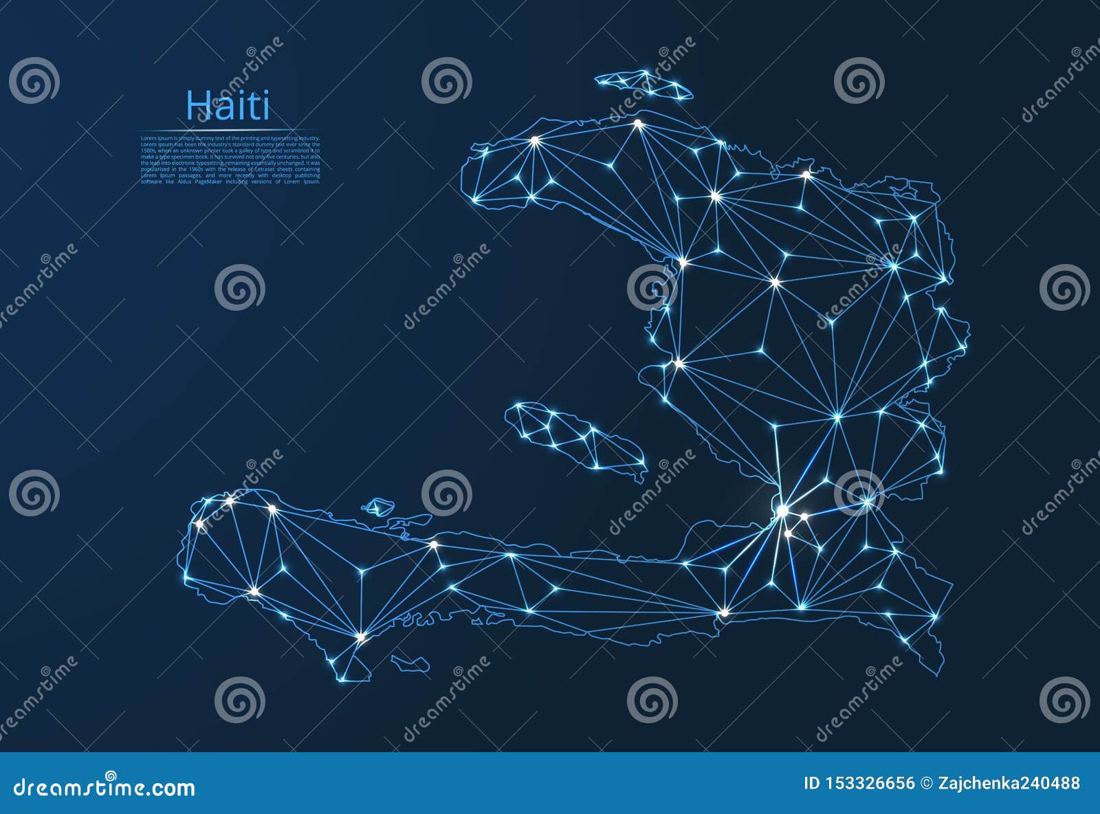 Haiti Communication Network Map.Vector Low Poly Image of a Global Map ...