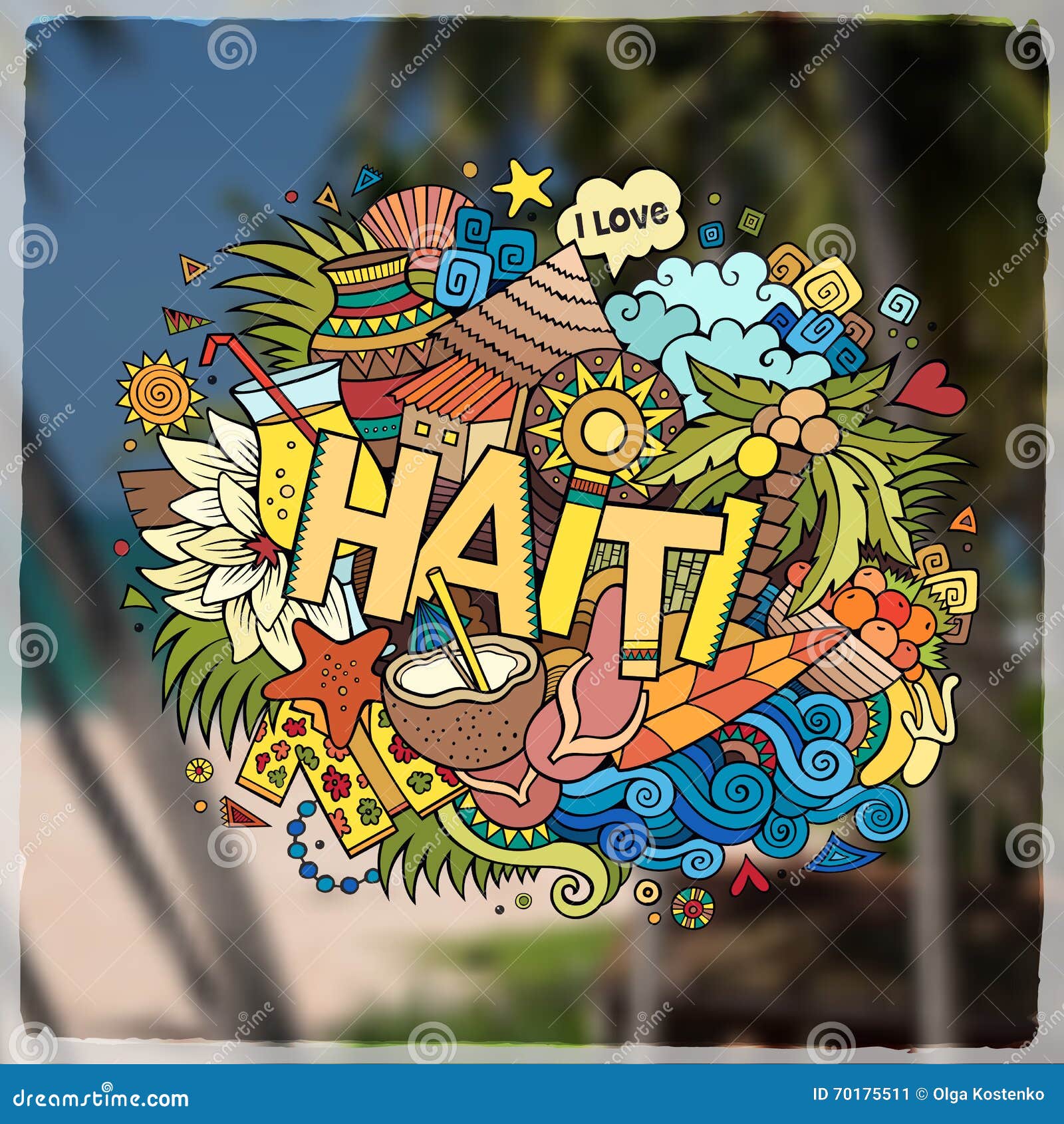 Haiti Hand Lettering and Doodles Elements Emblem Stock Vector ...