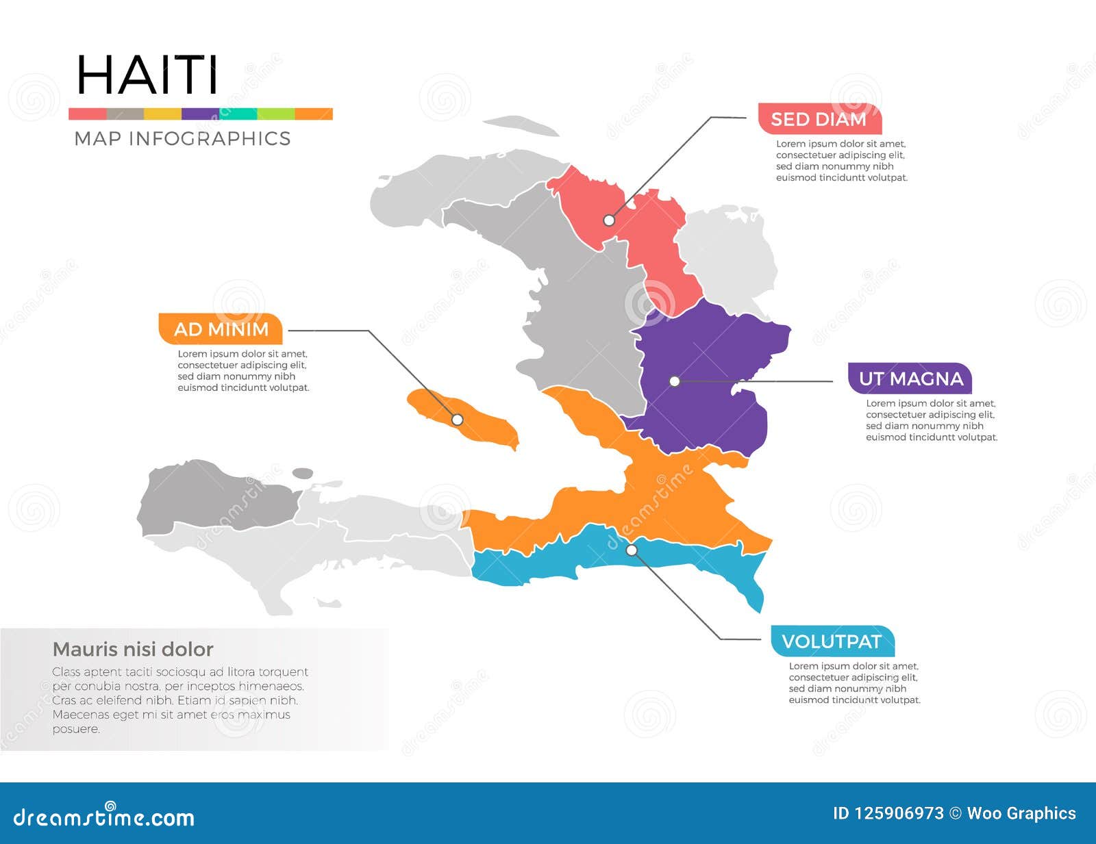 Haiti Map Infographics Vector Template with Regions and Pointer Marks ...