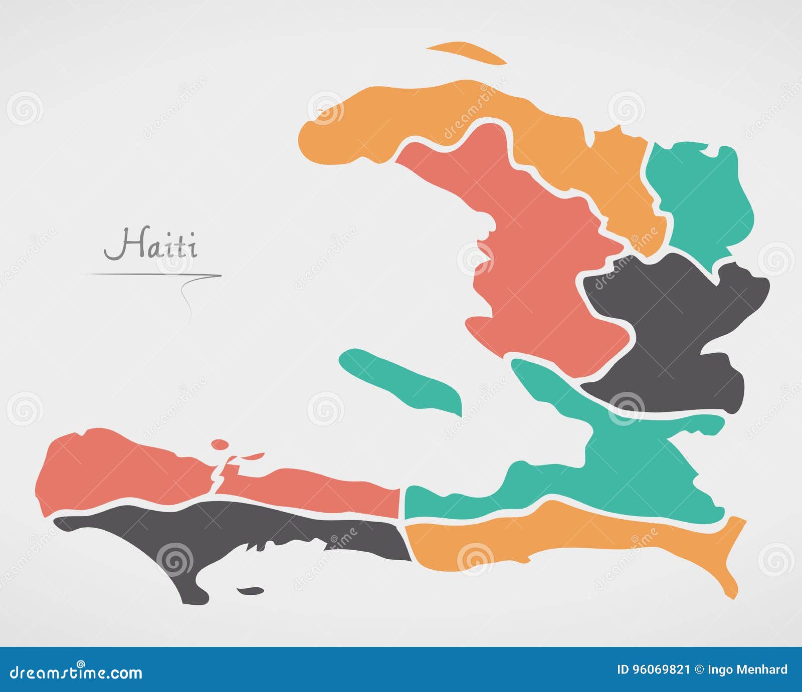 Haiti Map with States and Modern Round Shapes Stock Vector ...