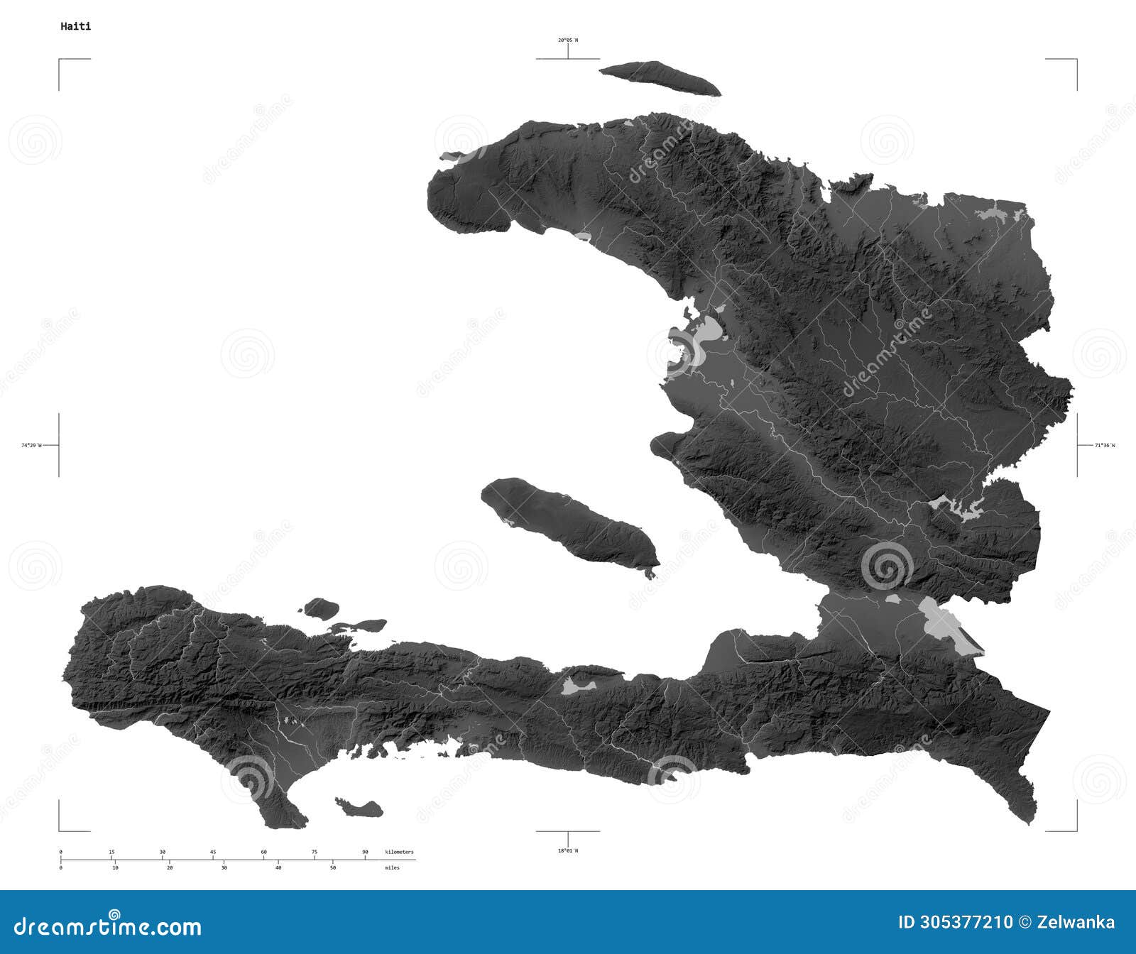 Haiti Shape on White. Grayscale Stock Illustration - Illustration of ...